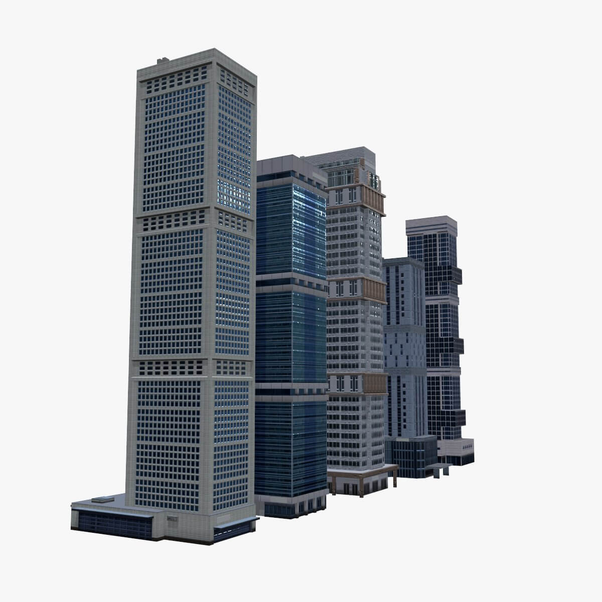 5 High-Rise Buildings Free 3D Model by Kartoy