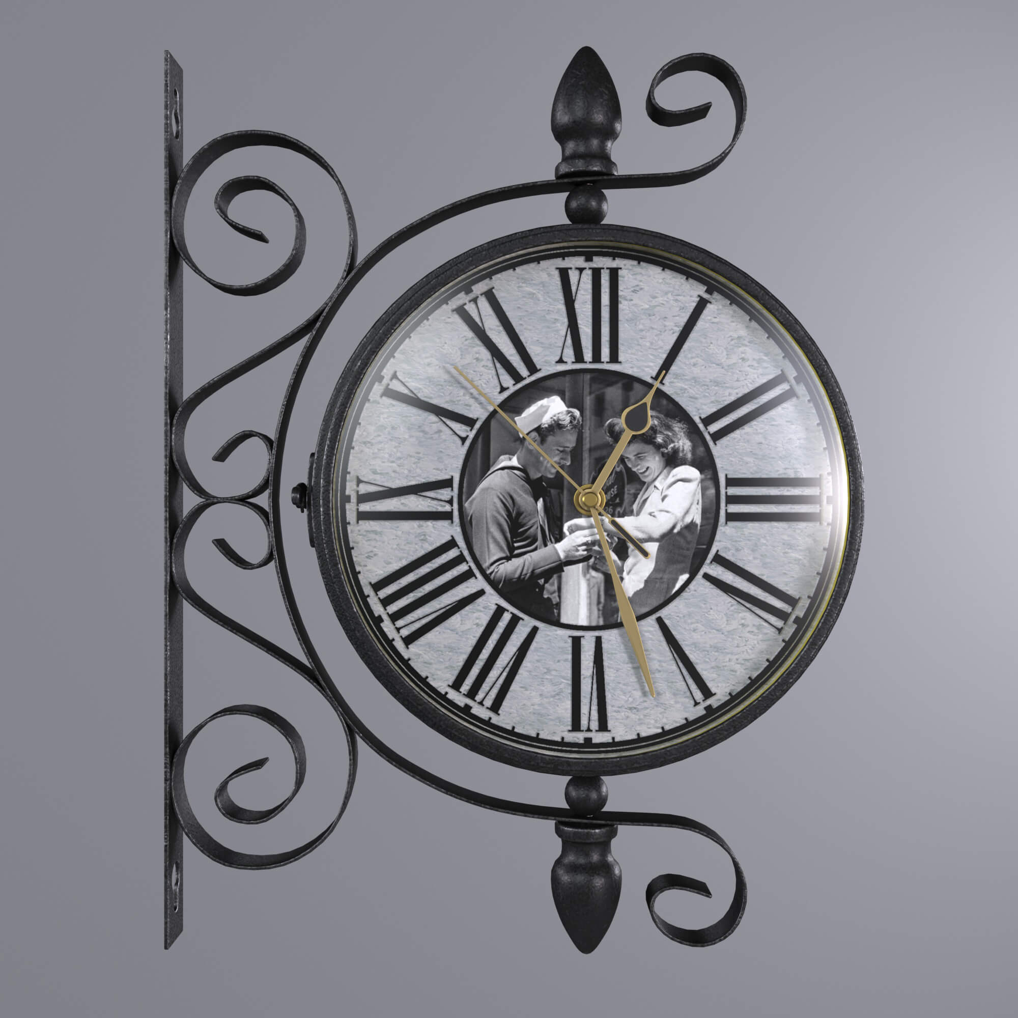 Double Sided Wall Clock - 3D Model by KaterynaBondarenko