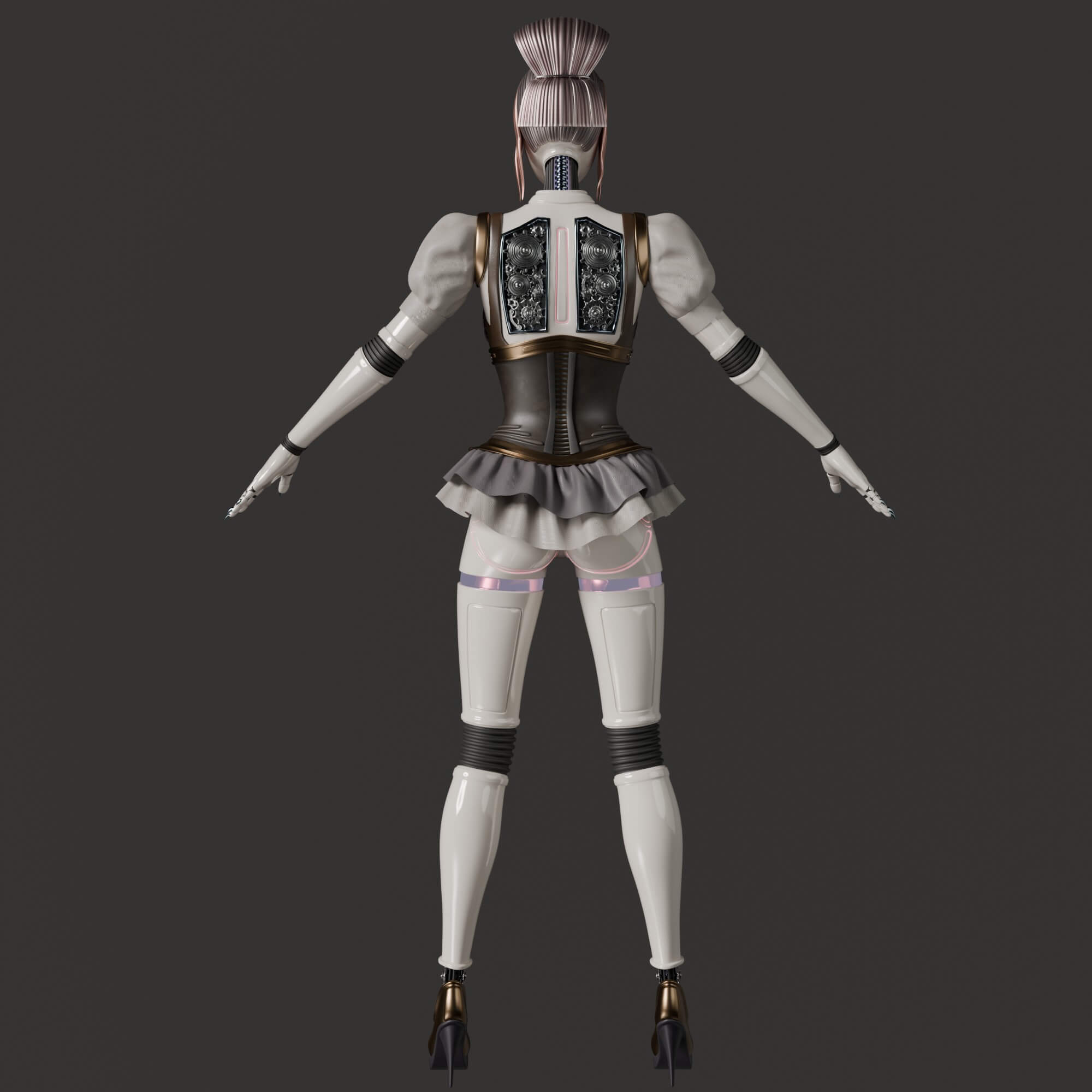 Robot Girl 3D Render, Digital Art by KaterynaBondarenko