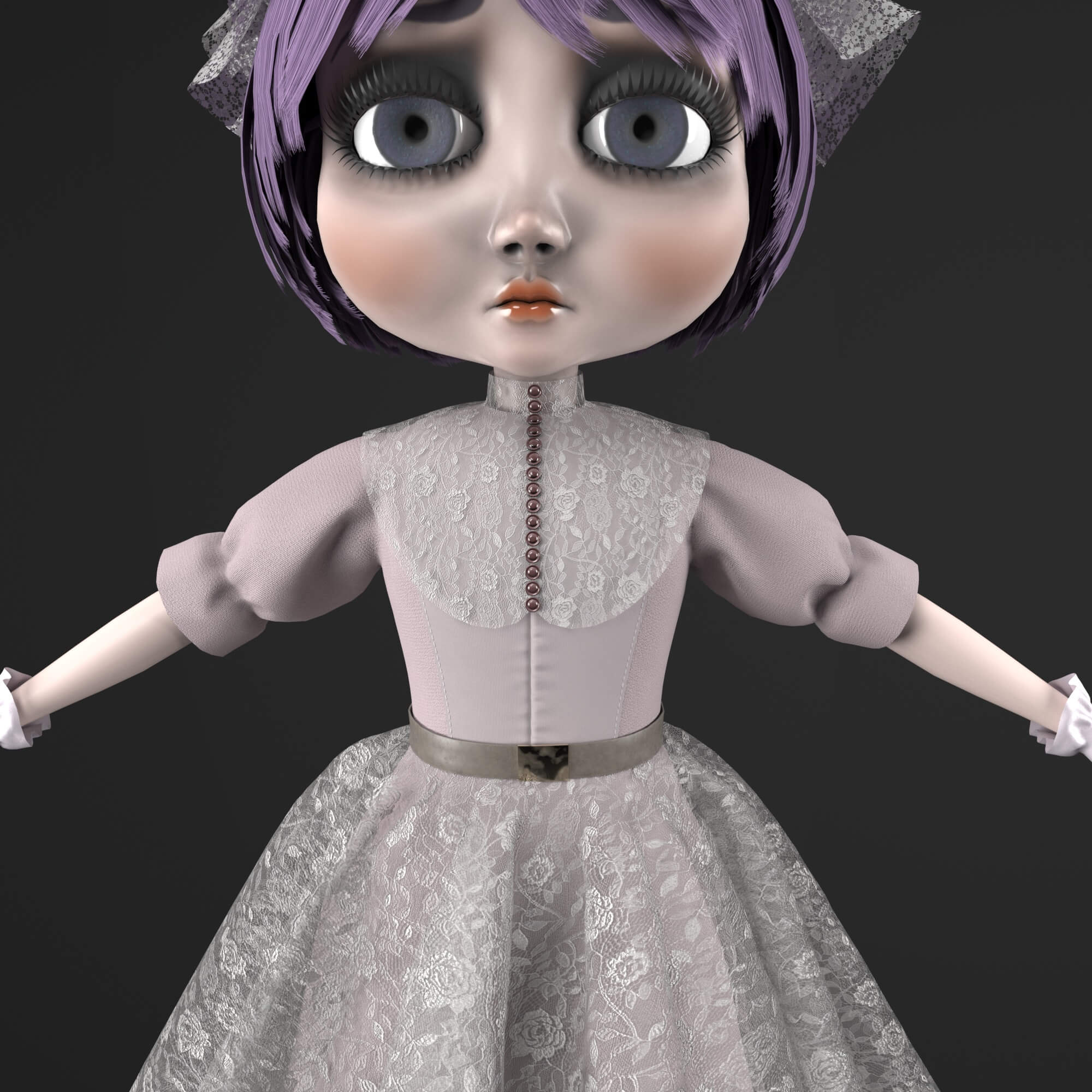 Sad Doll in a Dress - 3D Model by KaterynaBondarenko