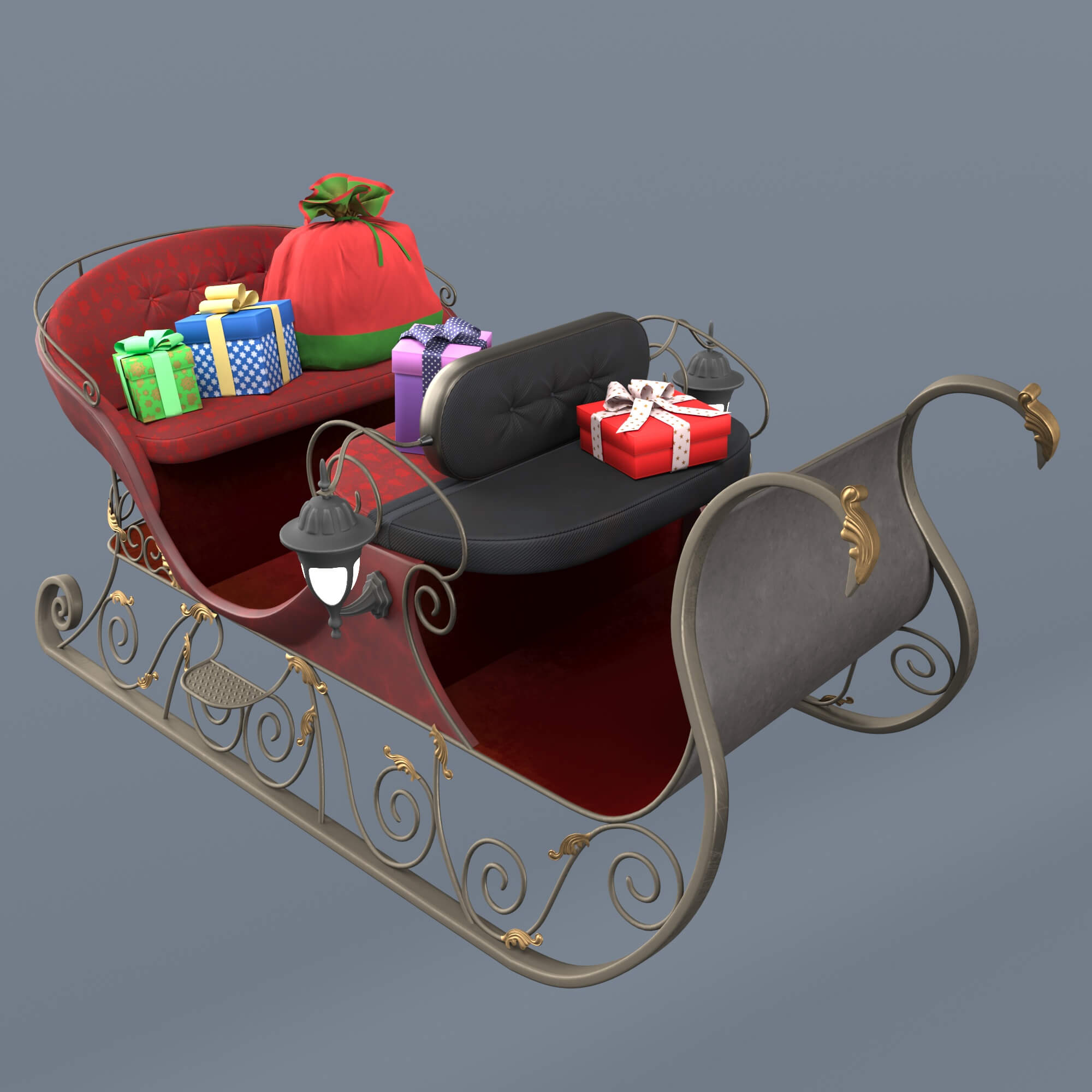 Santa's Sleigh - 3D Model by KaterynaBondarenko