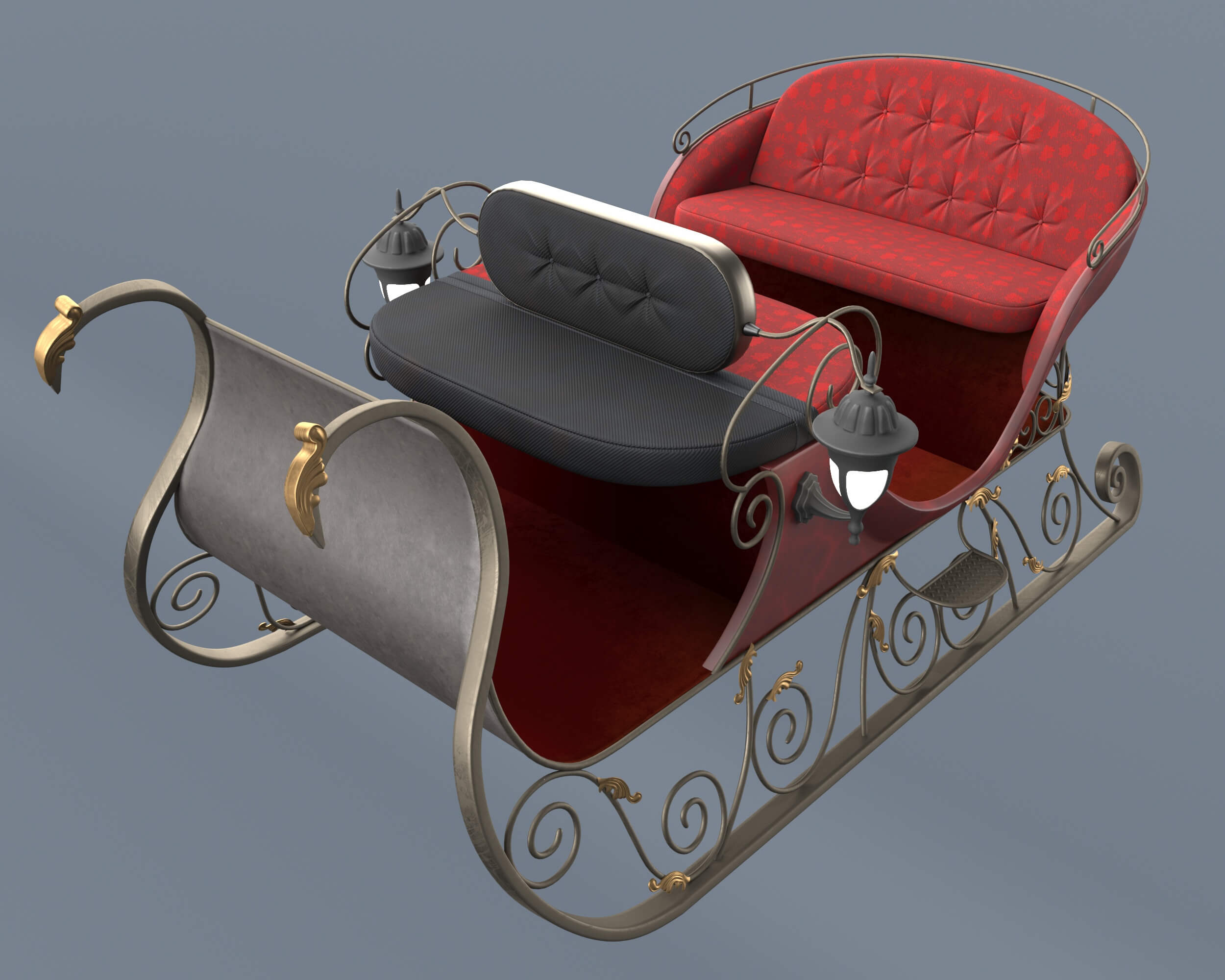 Santa's Sleigh - 3D Model by KaterynaBondarenko