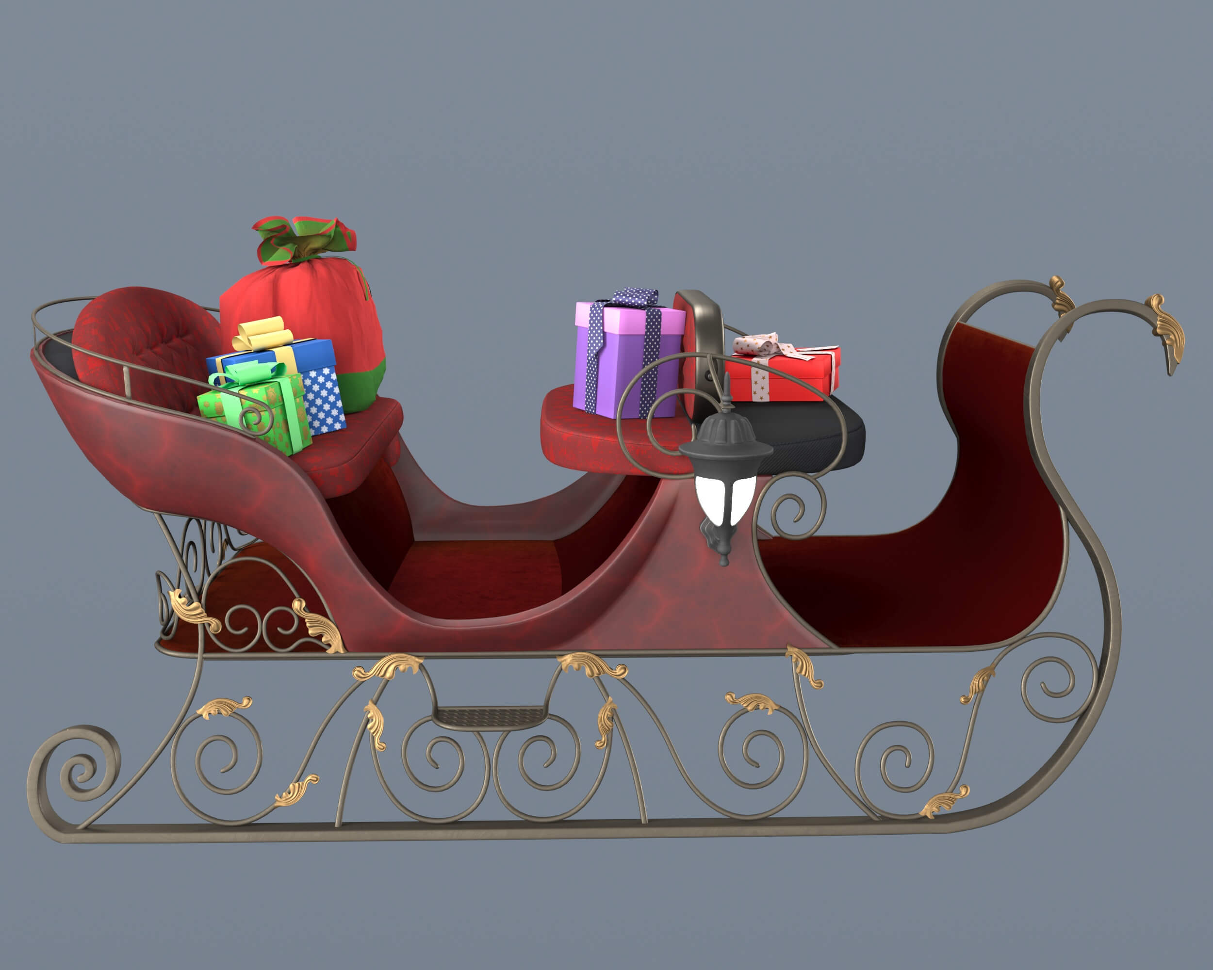 Santa's Sleigh - 3D Model by KaterynaBondarenko
