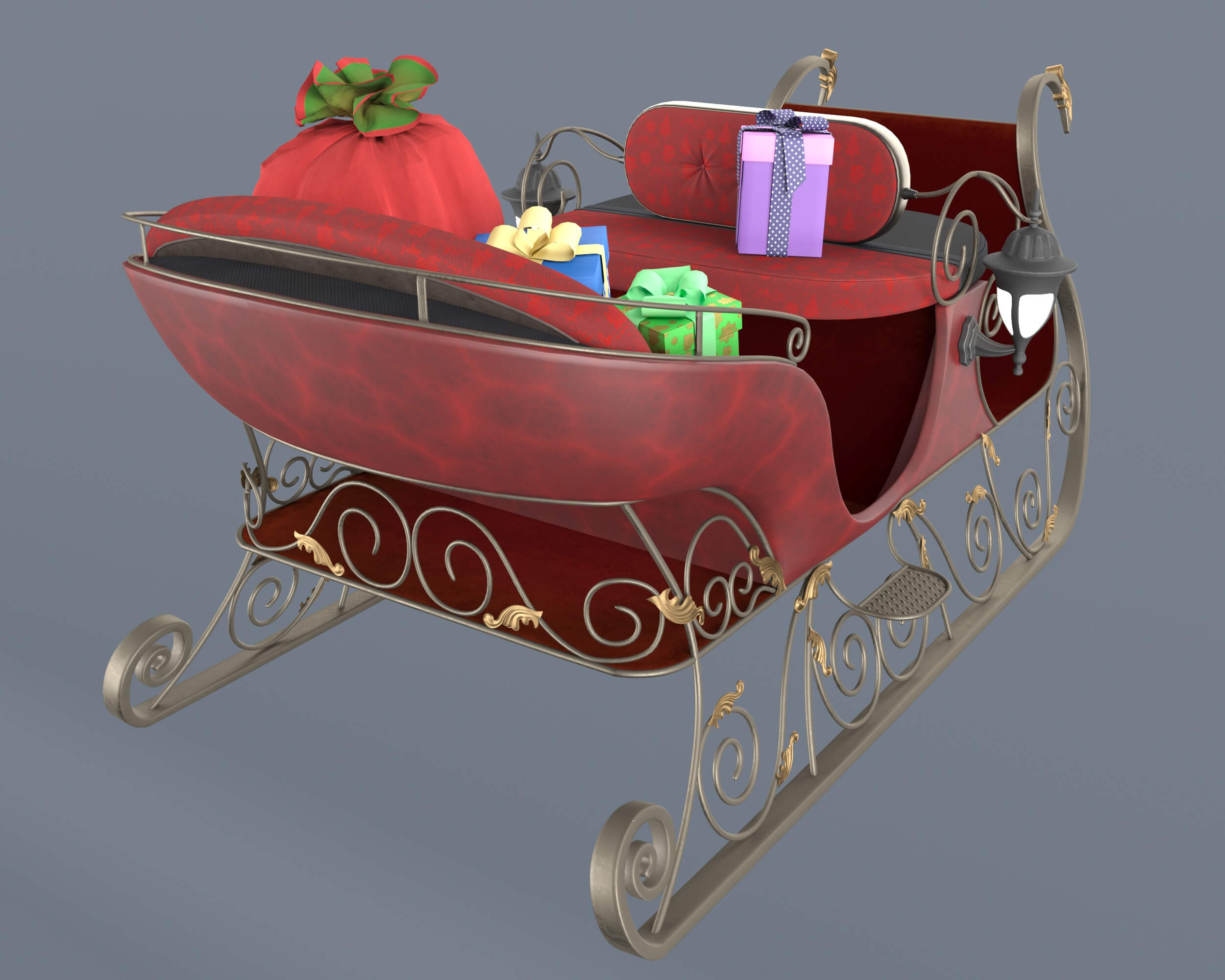 Santa's Sleigh - 3D Model by KaterynaBondarenko