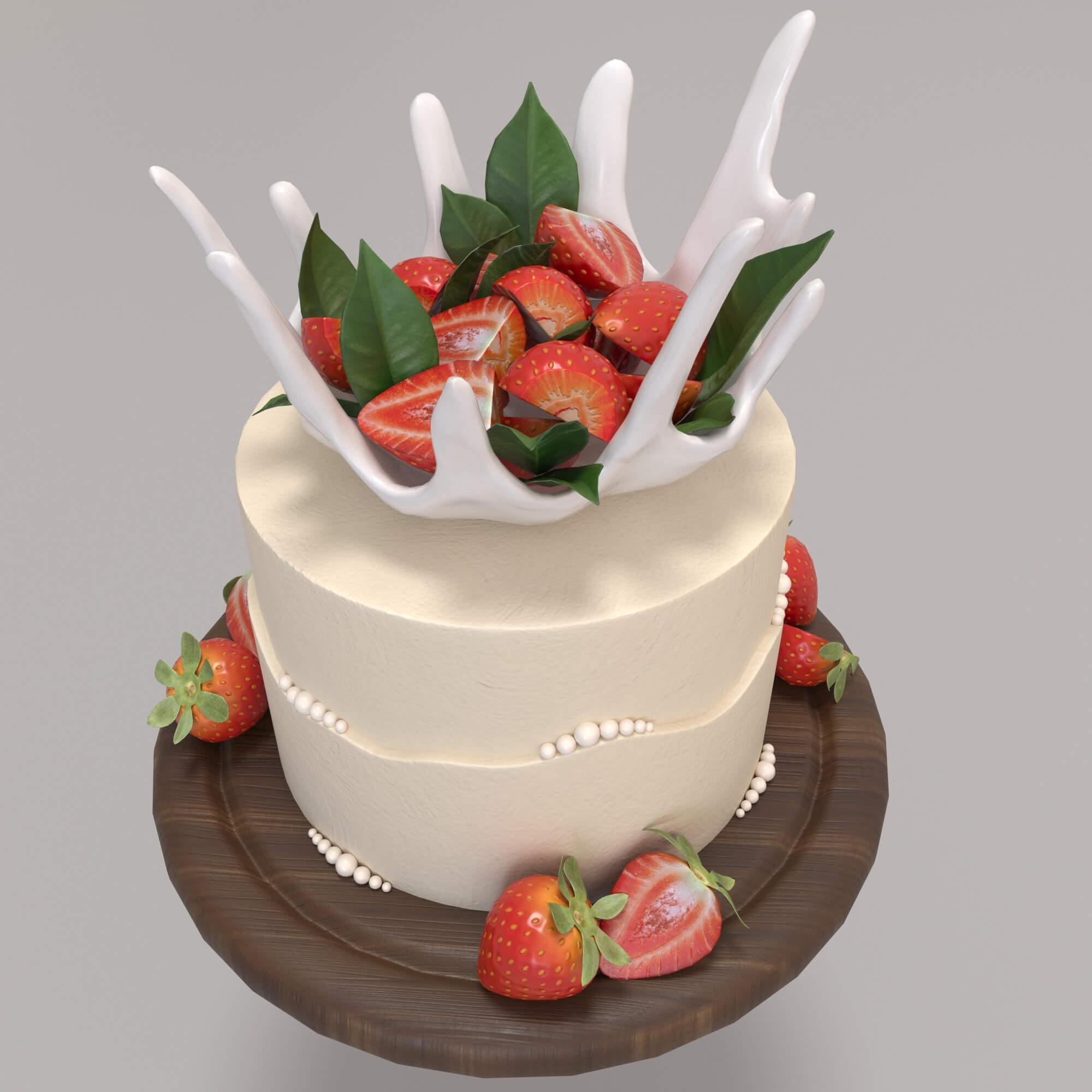 Strawberry Cake - 3D Model by KaterynaBondarenko