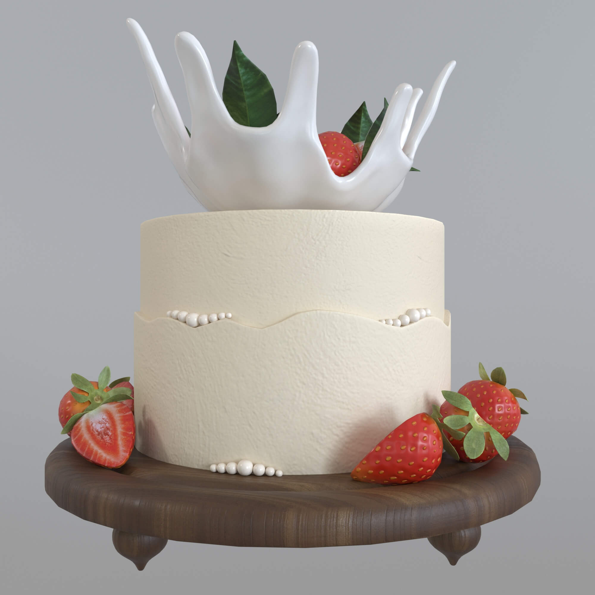 Strawberry Cake - 3D Model by KaterynaBondarenko