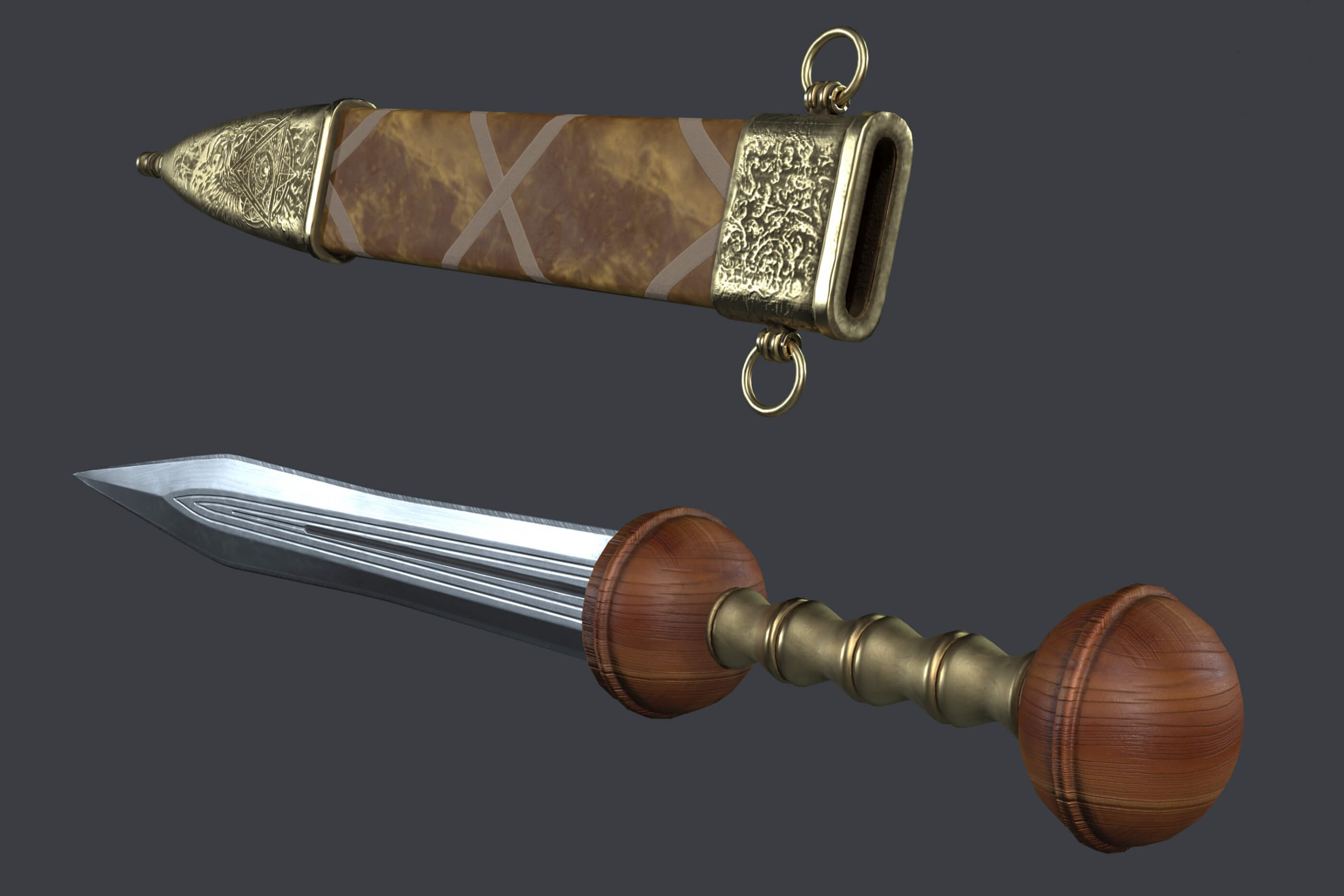 Steel Sword and Scabbard - 3D Model by KaterynaBondarenko