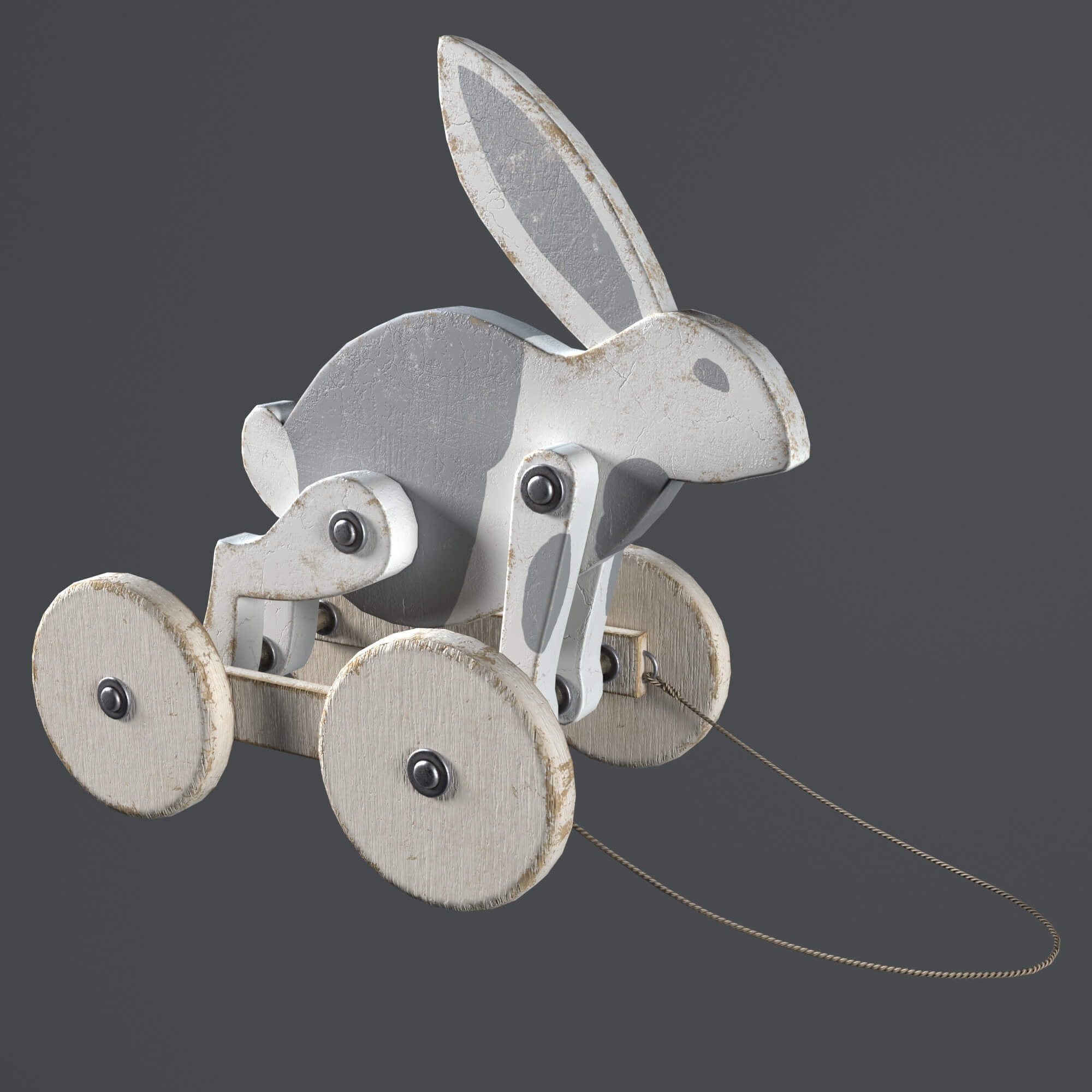 Toy Wooden Rabbit on Wheels - 3D Model by KaterynaBondarenko