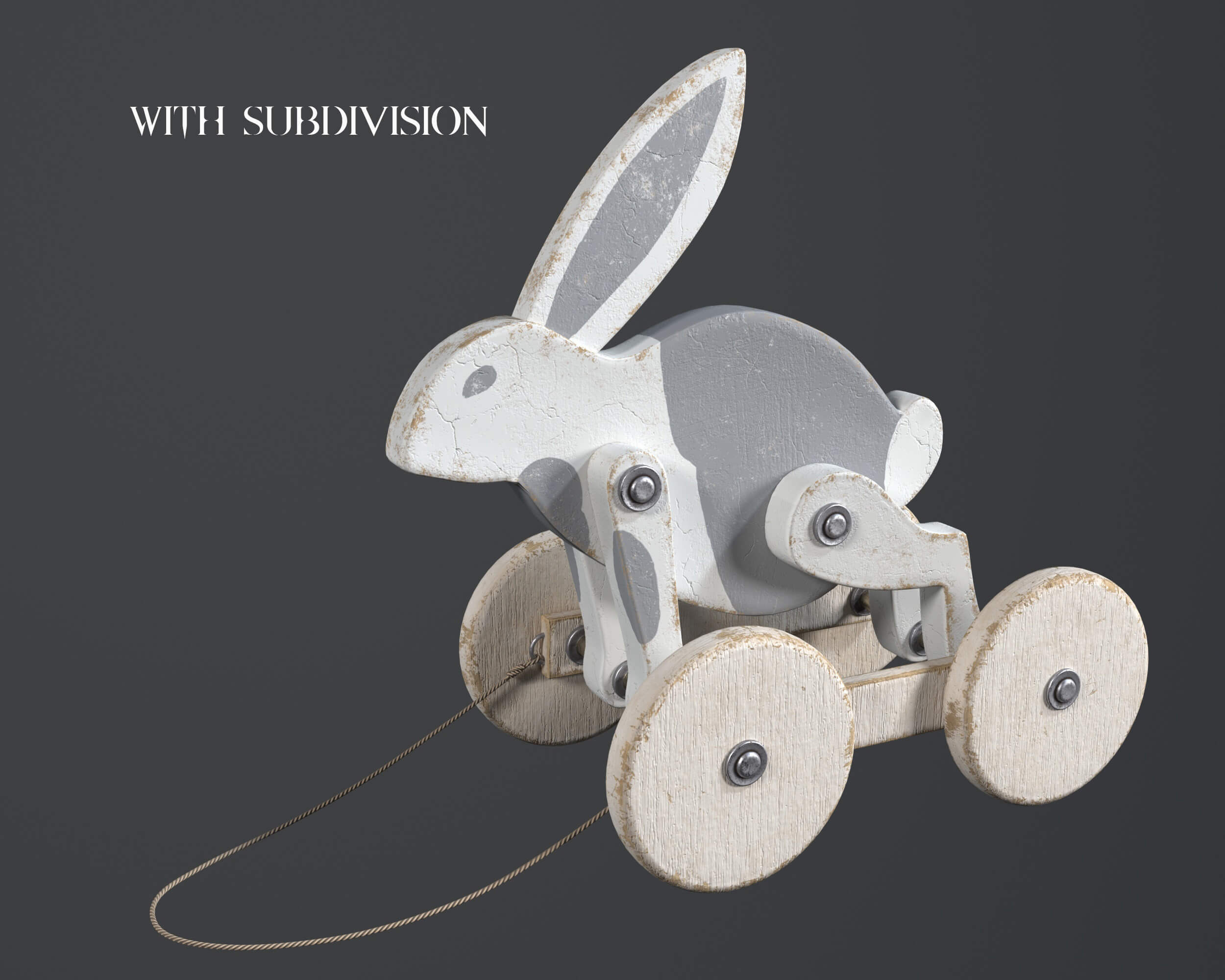 Toy Wooden Rabbit on Wheels - 3D Model by KaterynaBondarenko
