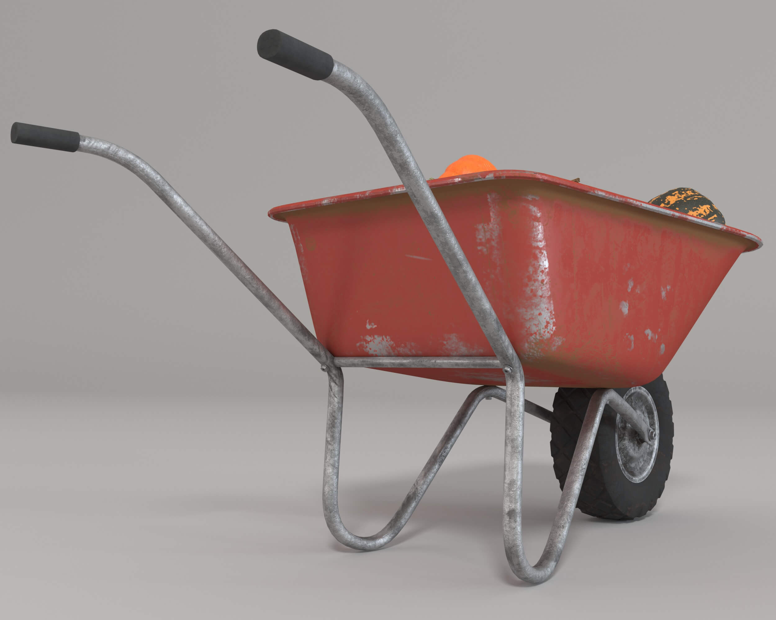 Wheelbarrow With Pumpkins - 3D Model by KaterynaBondarenko