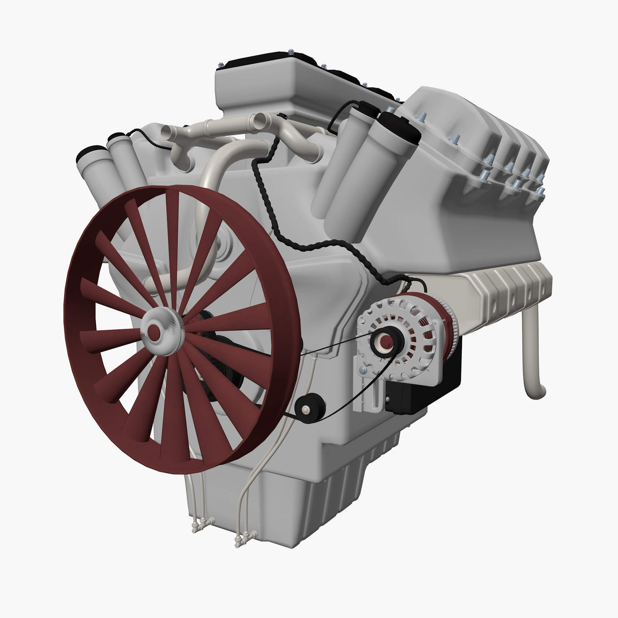 8 Cylinder Car Engine - 3D Model by katherina