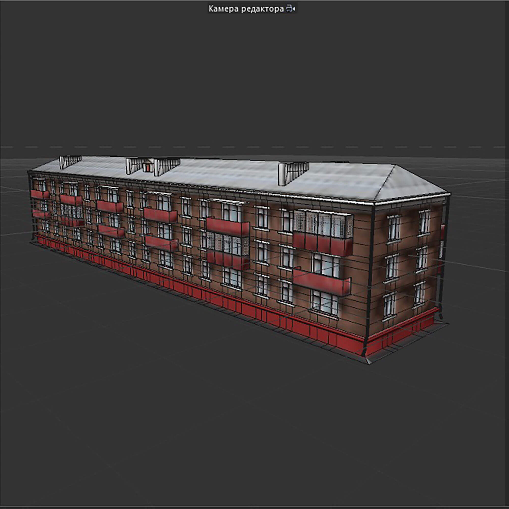 Brick 3-Story Apartment Building V2 3D Model by katherina