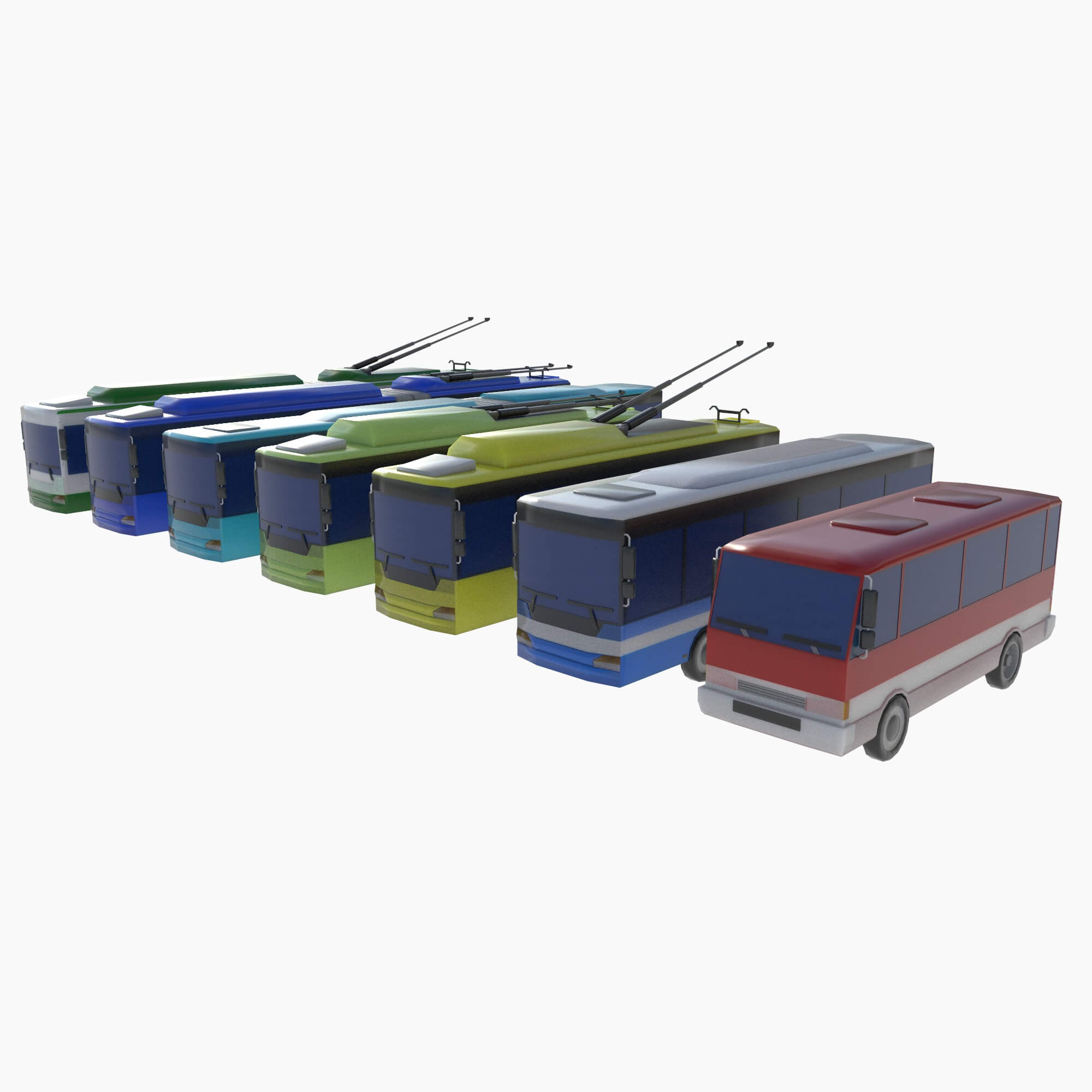 Bus and trolleybus set - 3D Model by katherina