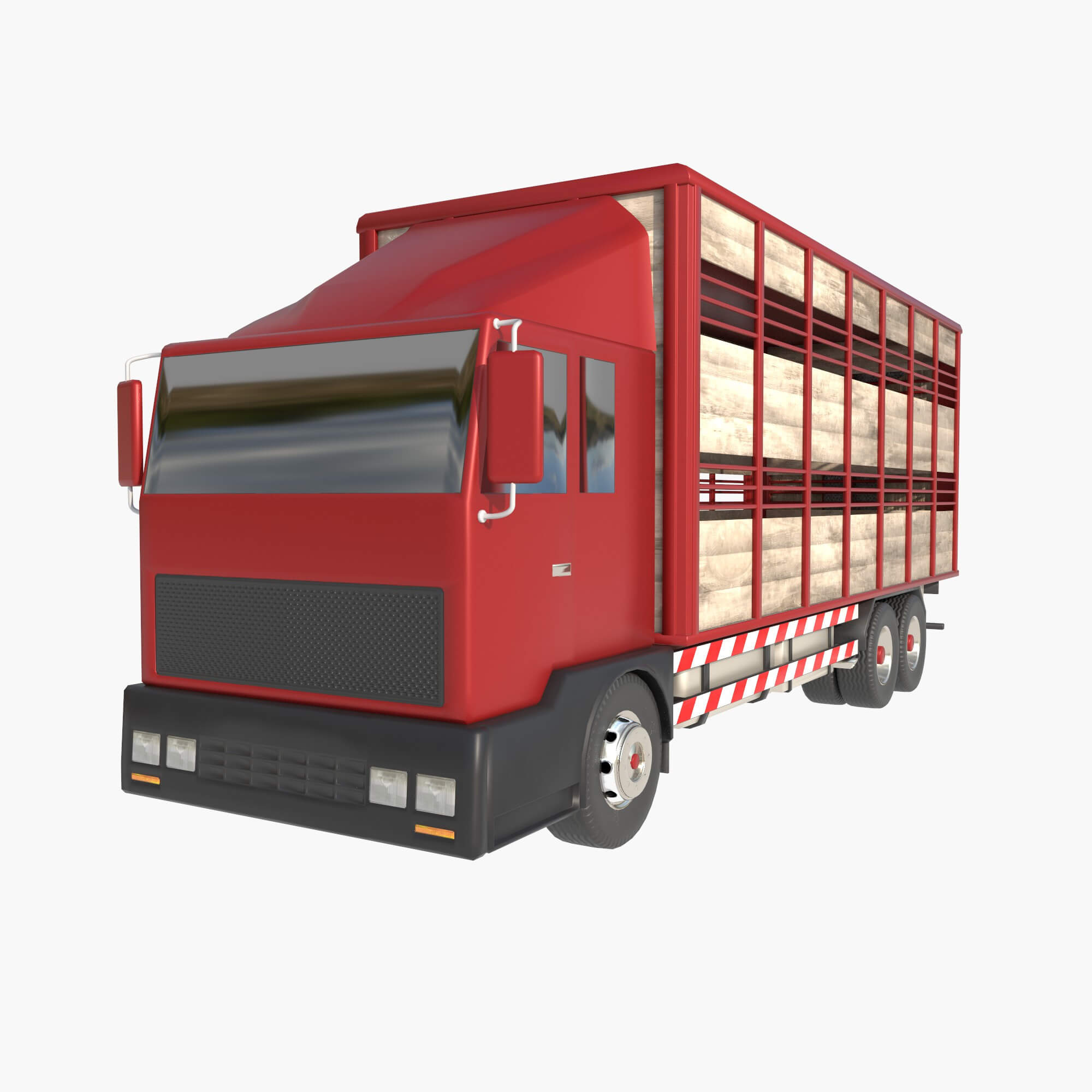 Cartoon Semi Truck Hauling Cattle