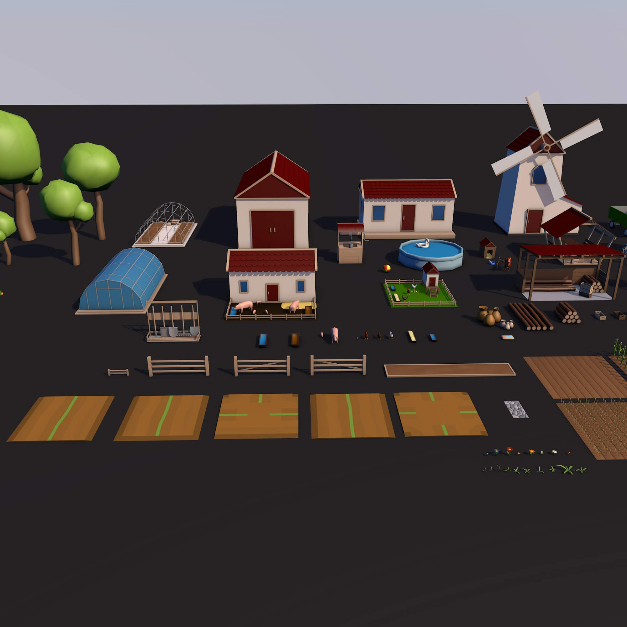Farm Asset Collection Low Poly - 3D Model by katherina