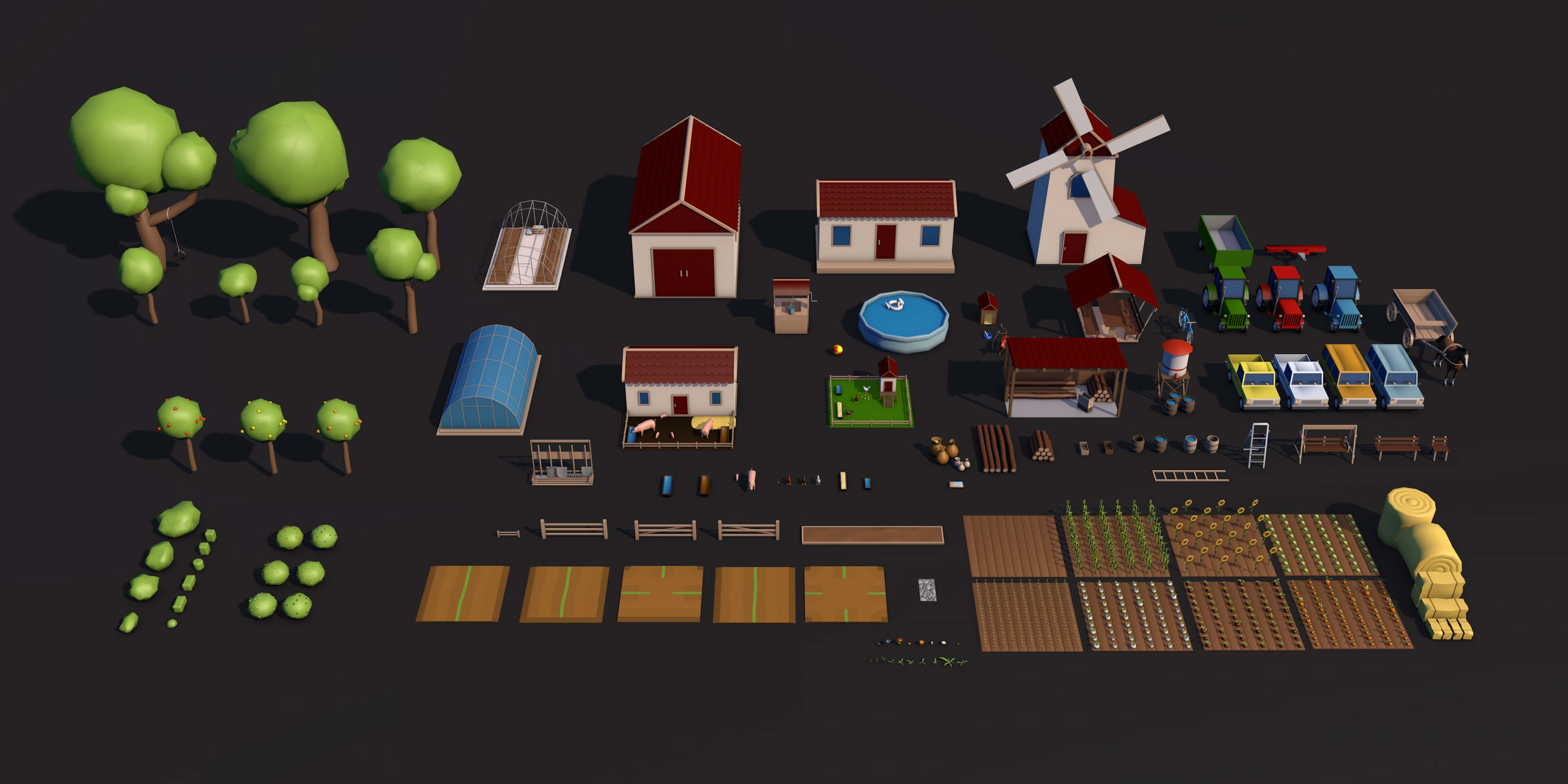 Farm Asset Collection Low Poly - 3D Model by katherina