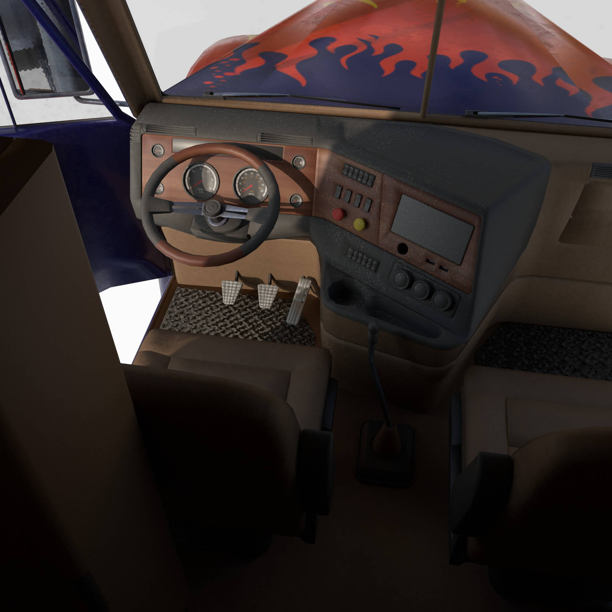 Freightliner Coronado With Flame Paint - 3D Model by katherina