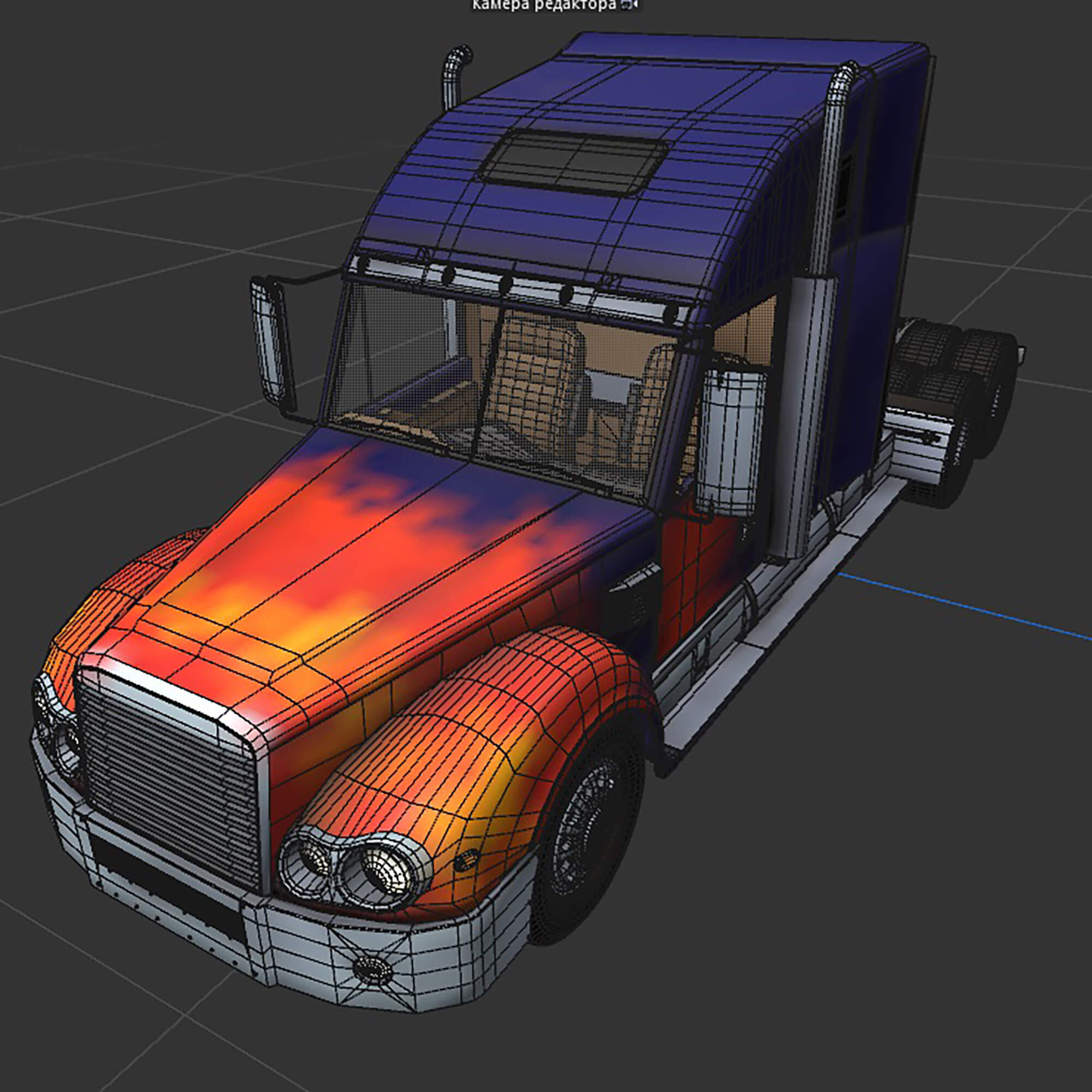 Freightliner Coronado With Flame Paint - 3D Model by katherina