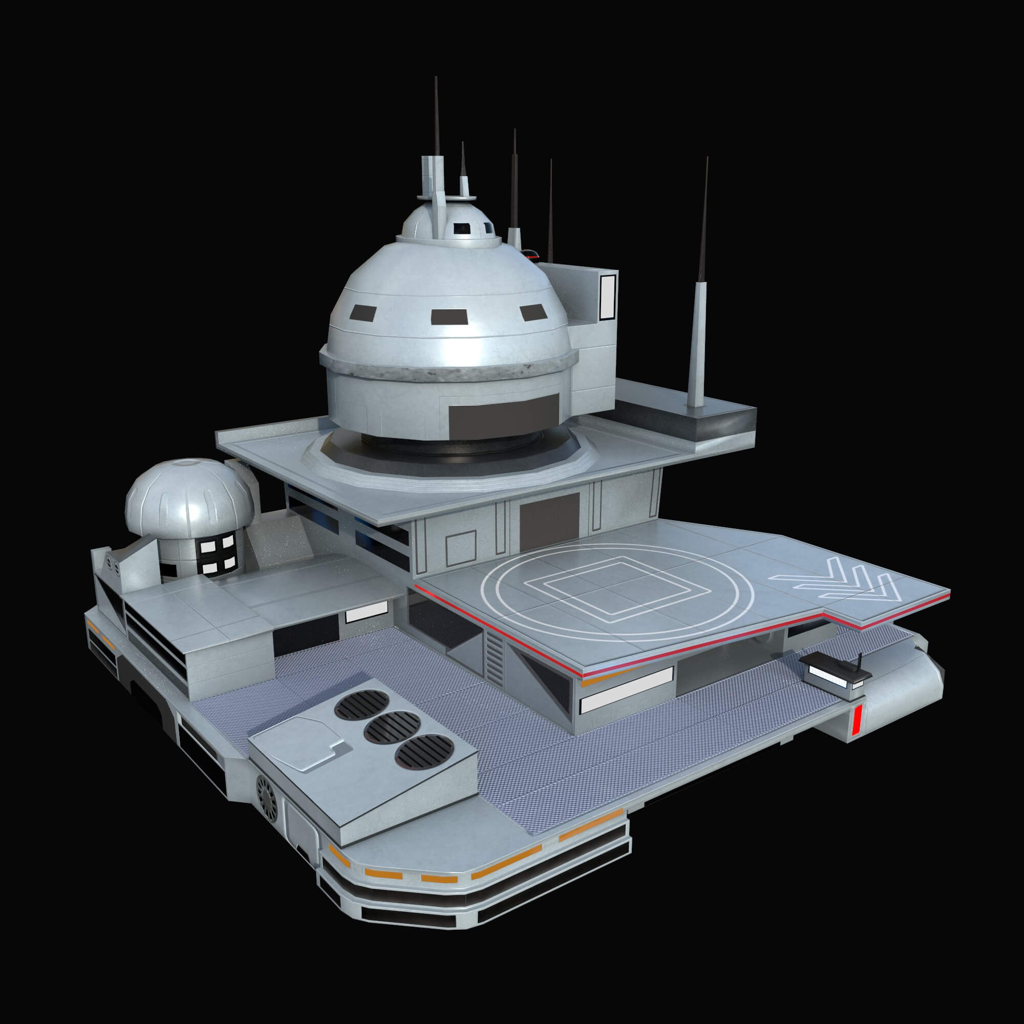 Futuristic Spaceport - 3D Model by katherina
