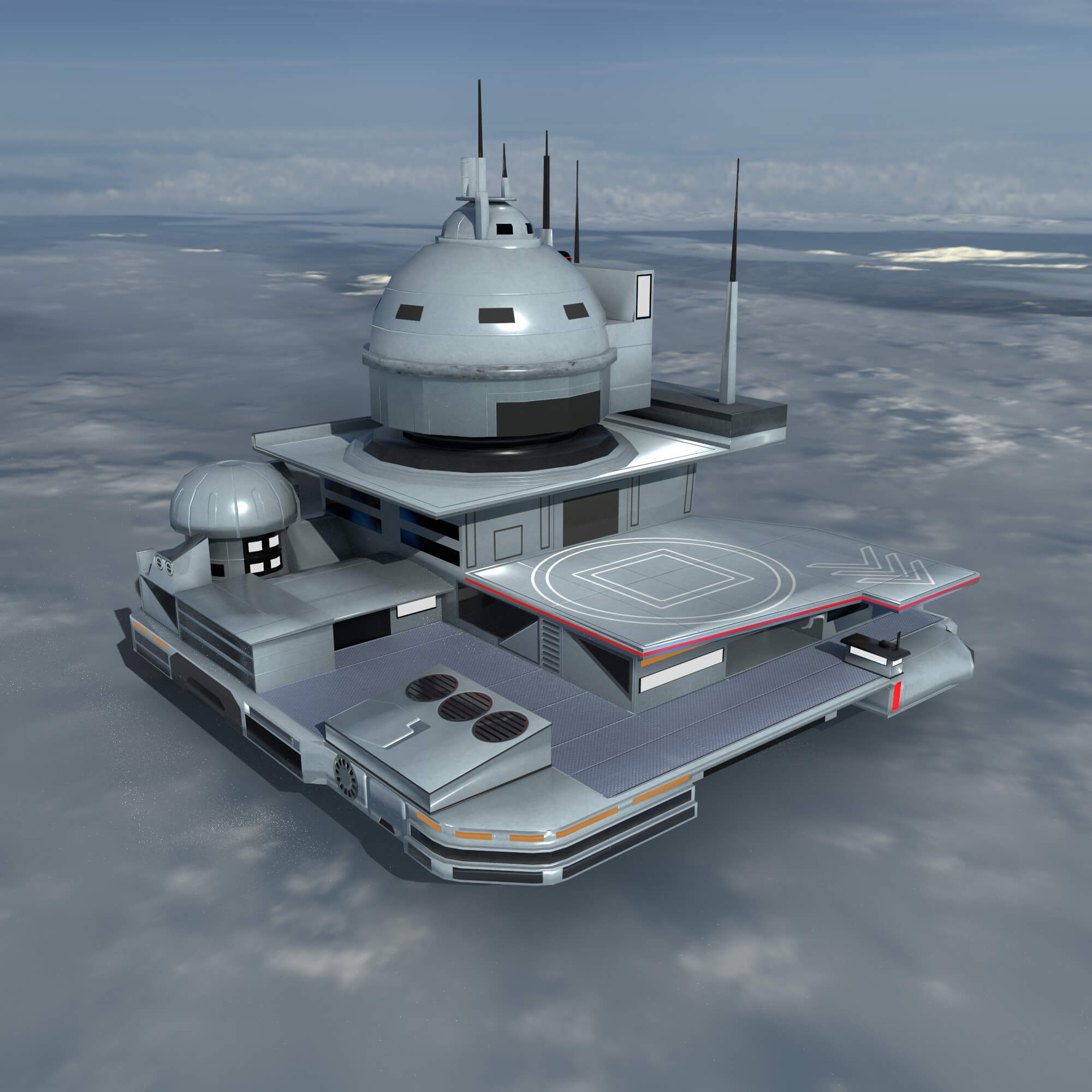 Futuristic Spaceport - 3D Model by katherina