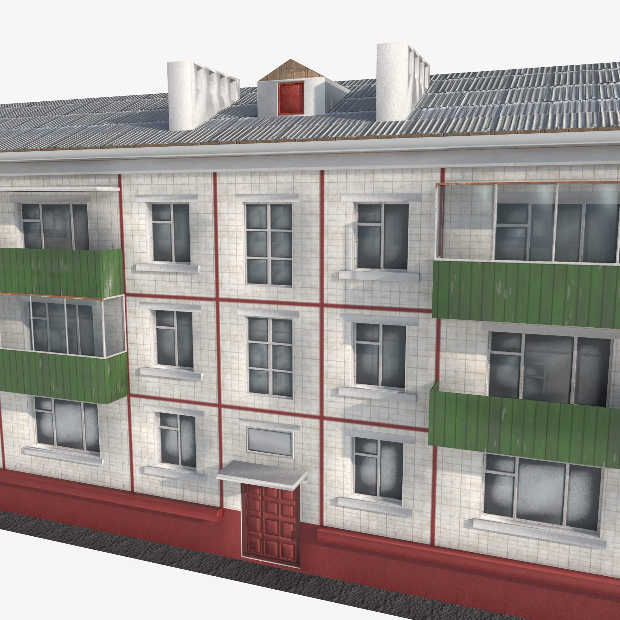 Residential Building With Tiles on The Facade - 3D Model by katherina