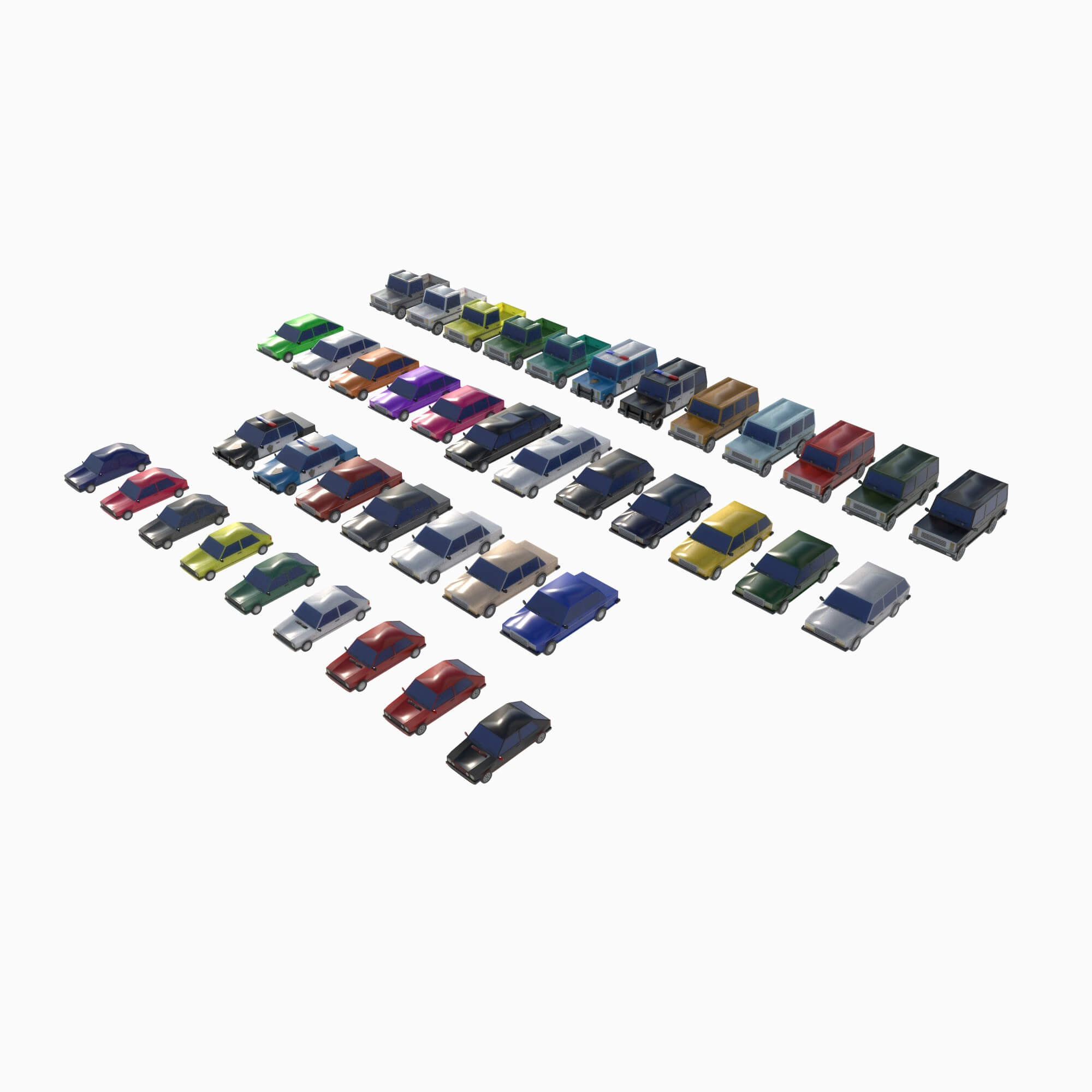 Set of cars and van - 3D Model by katherina