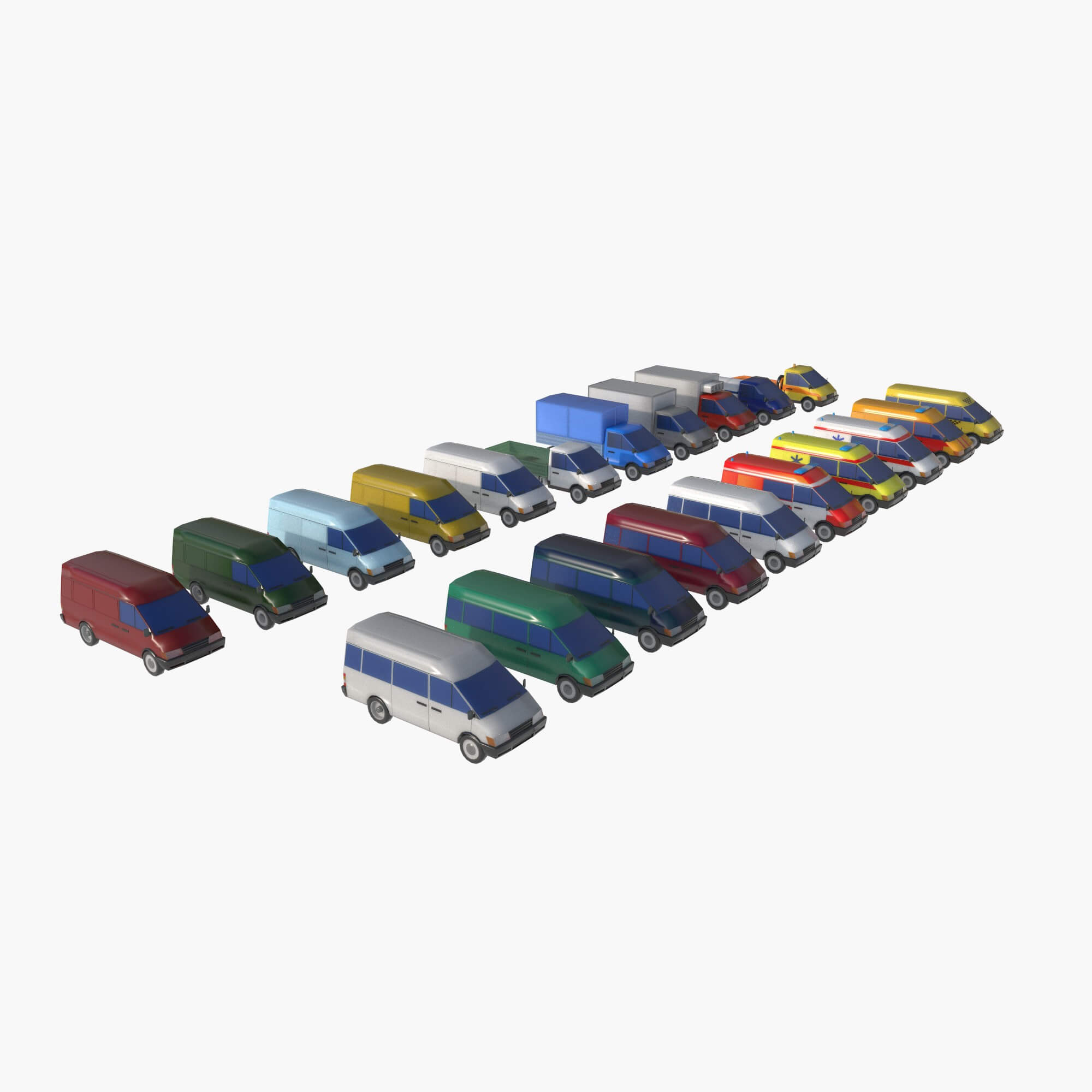Set of Light-Duty Cars 3D Model by katherina