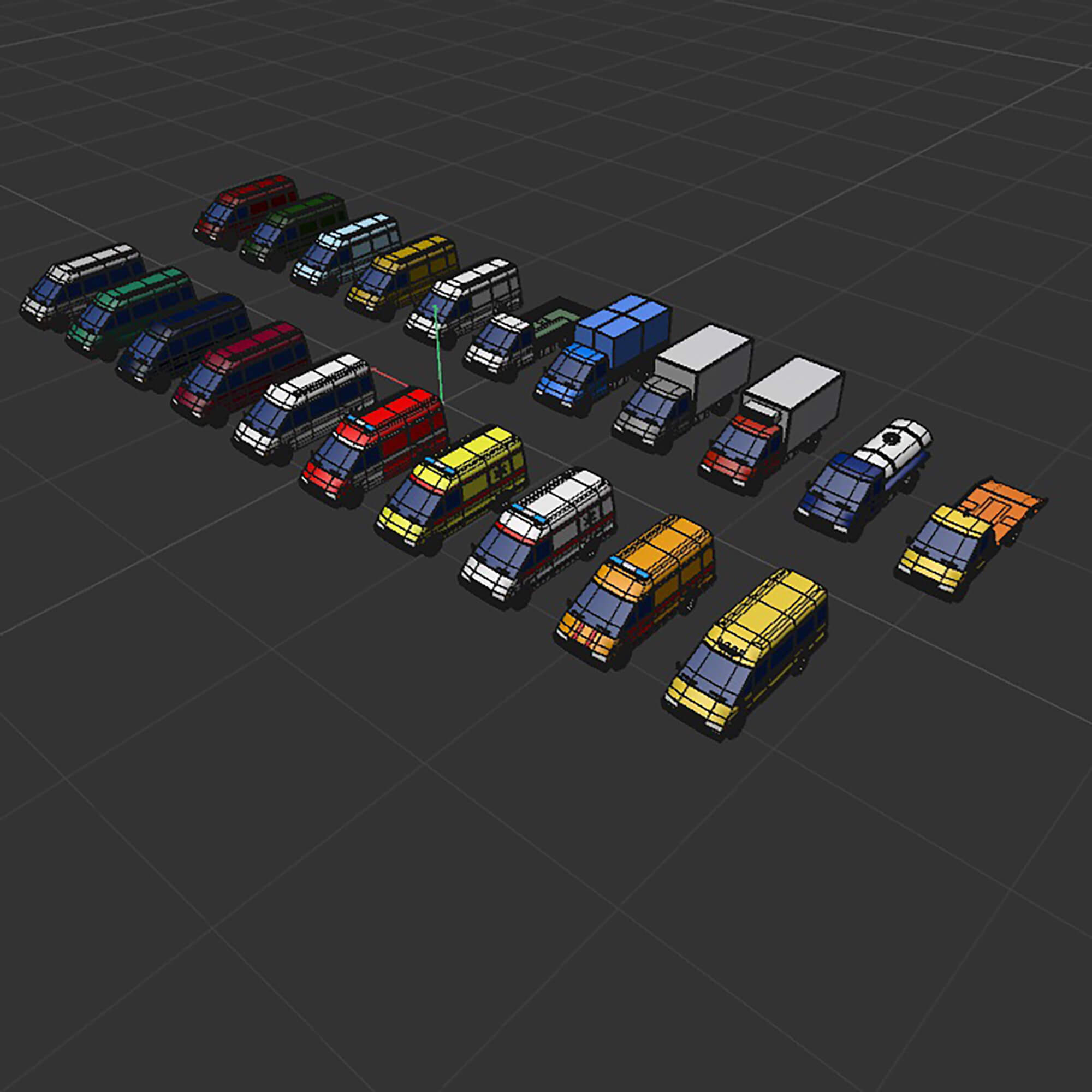 Set of Light-Duty Cars 3D Model by katherina