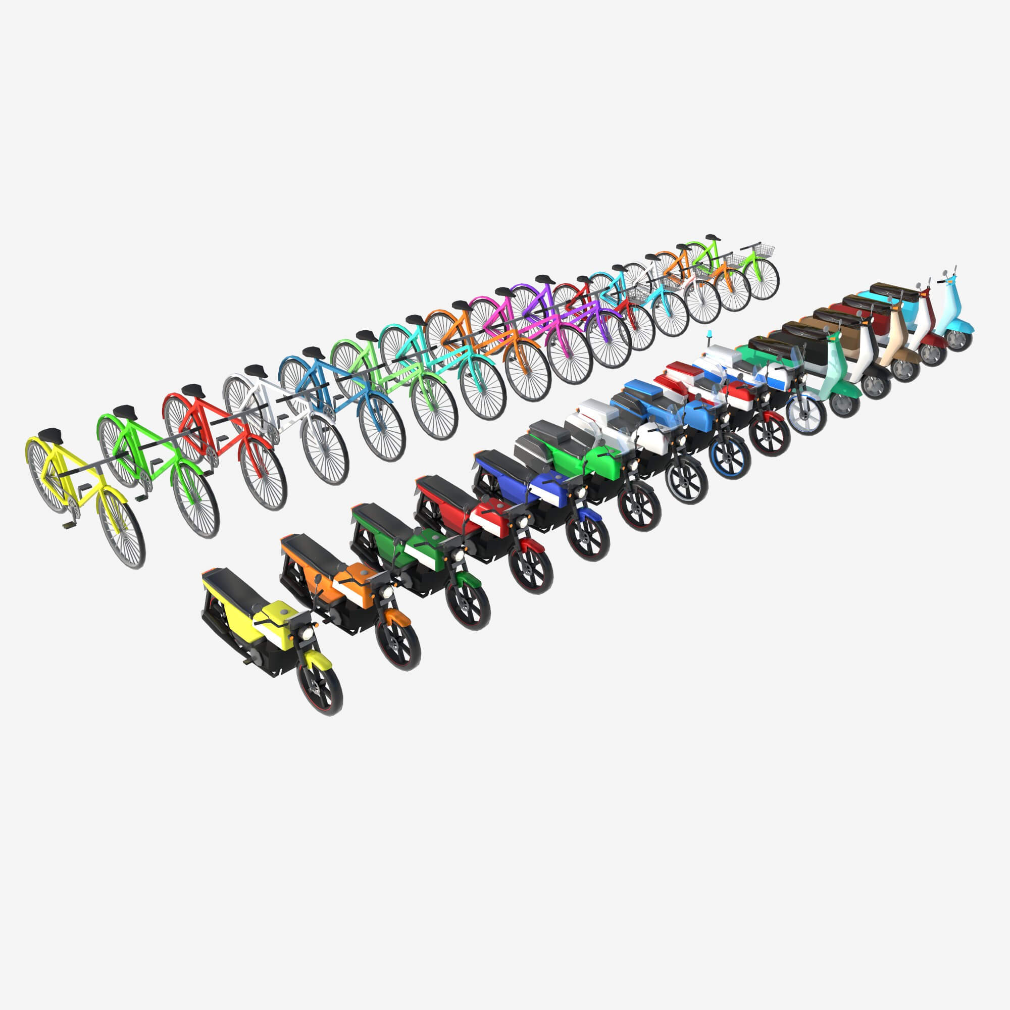 Set of Motorcycles and Bicycles - 3D Model by katherina