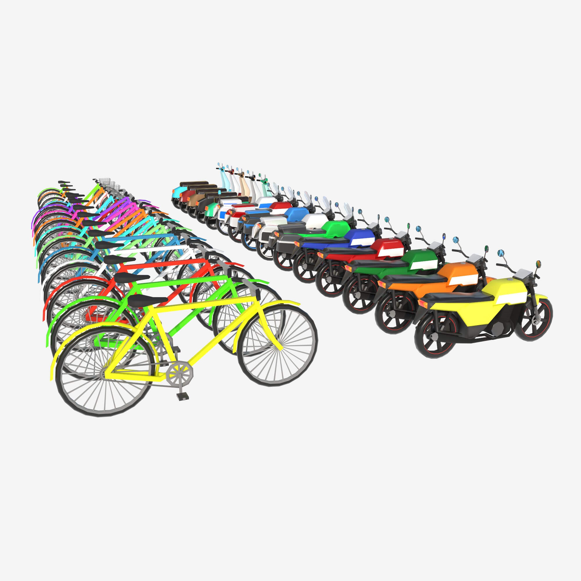 Set of Motorcycles and Bicycles - 3D Model by katherina