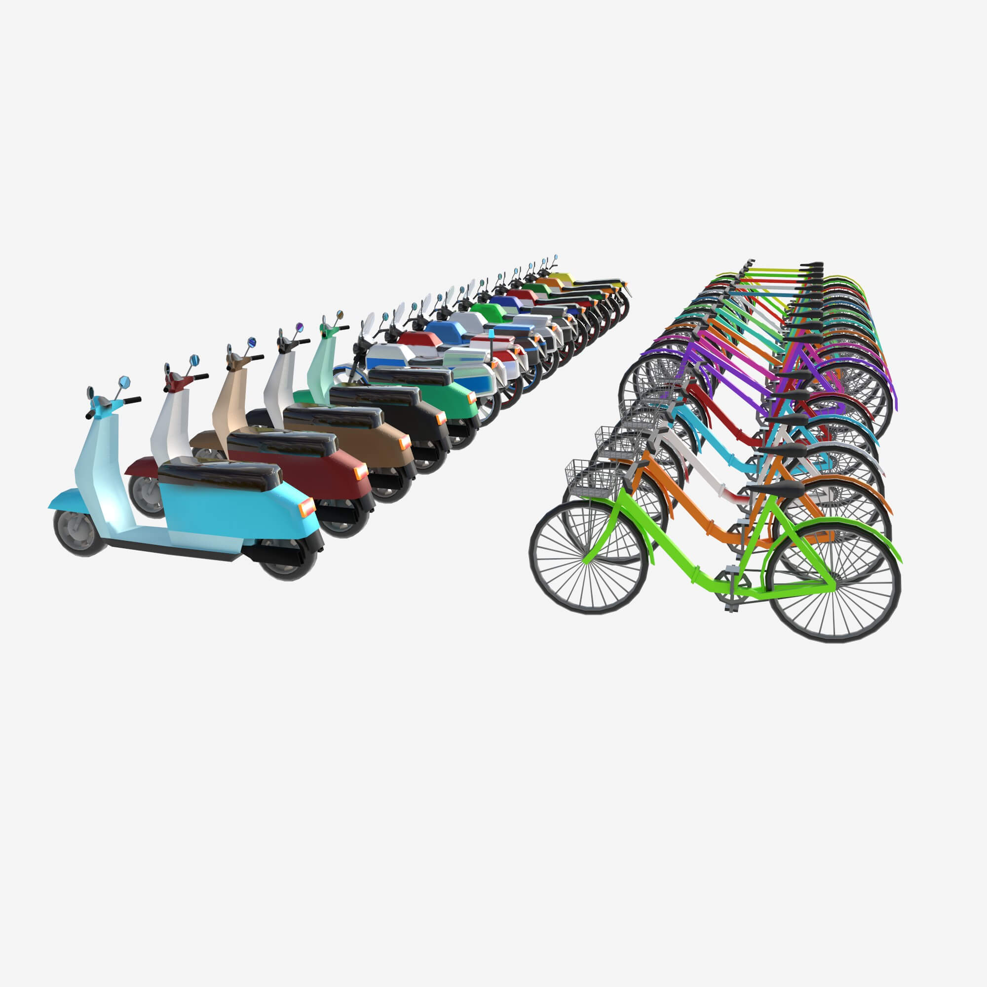 Set of Motorcycles and Bicycles - 3D Model by katherina