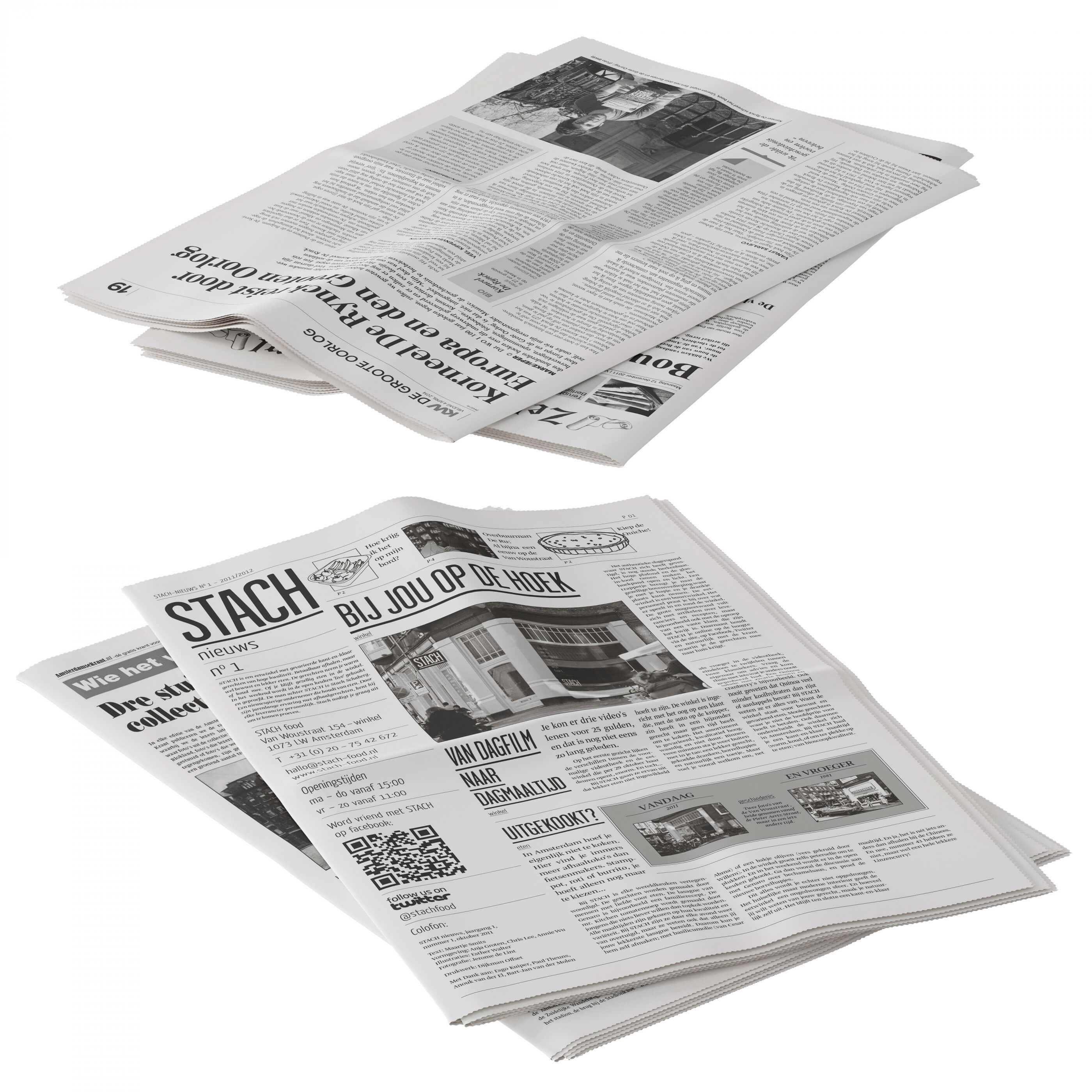 Folded Newspapers Stack Collection - 3D Model by Katmit