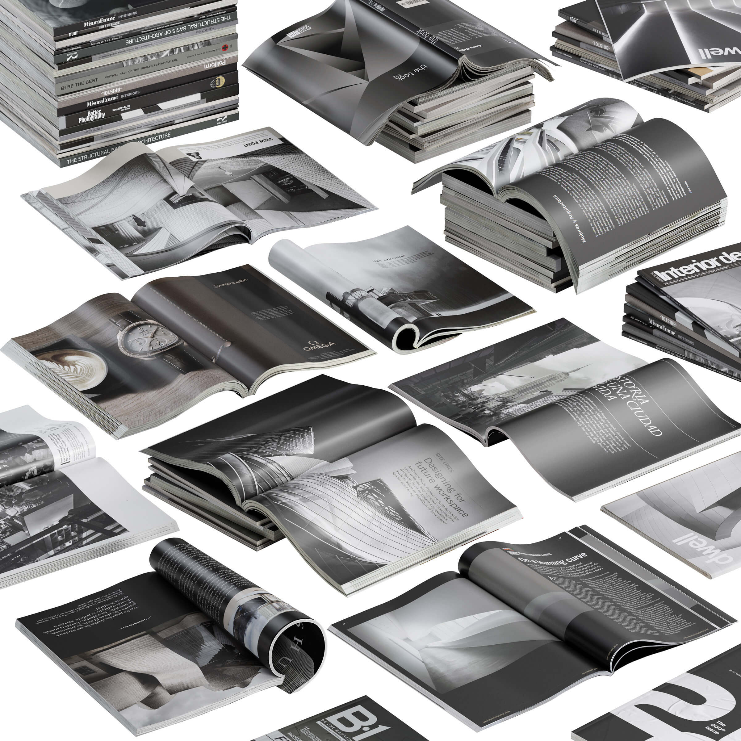 Magazines - Dark Theme 3D Model by Katmit