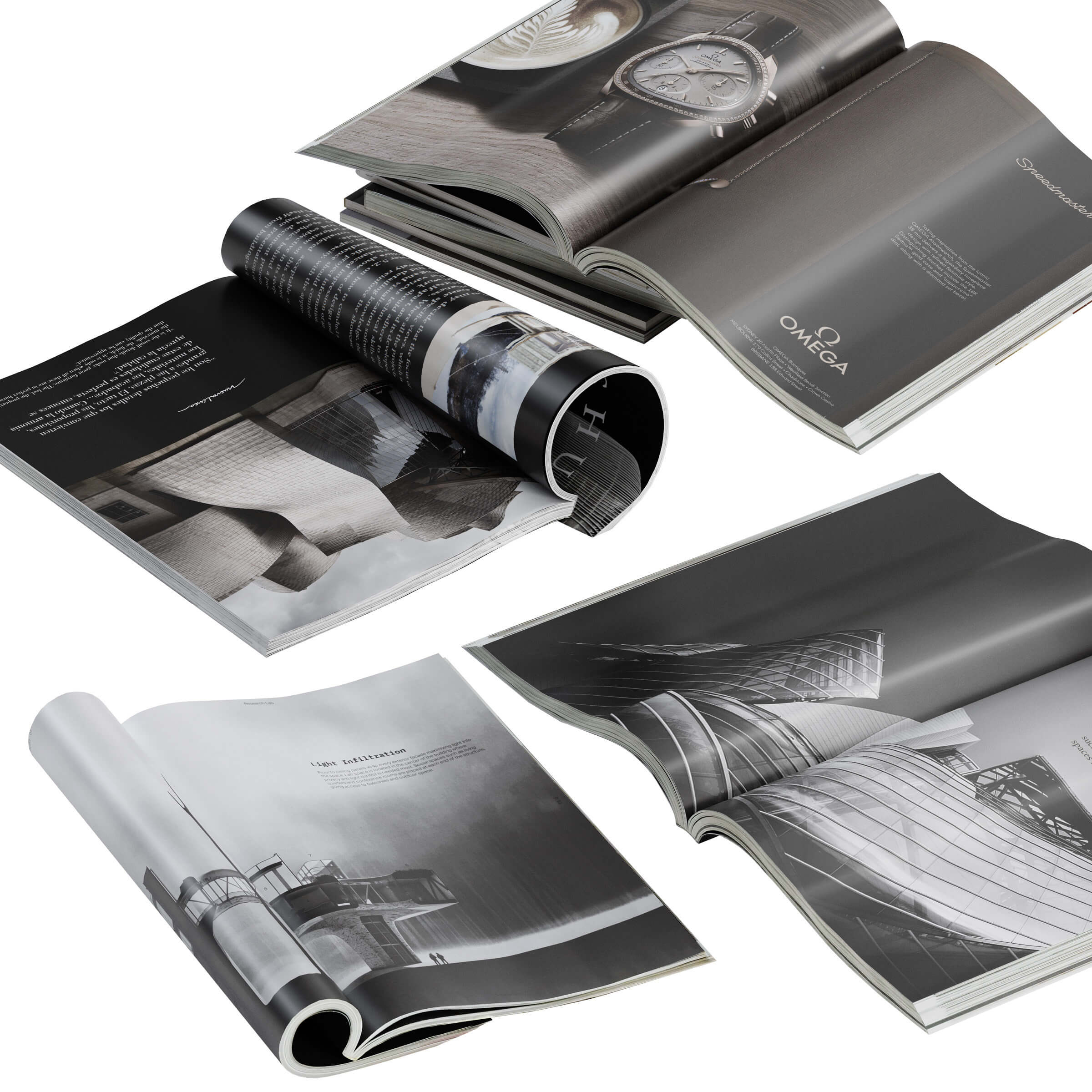 Magazines - Dark Theme 3D Model by Katmit