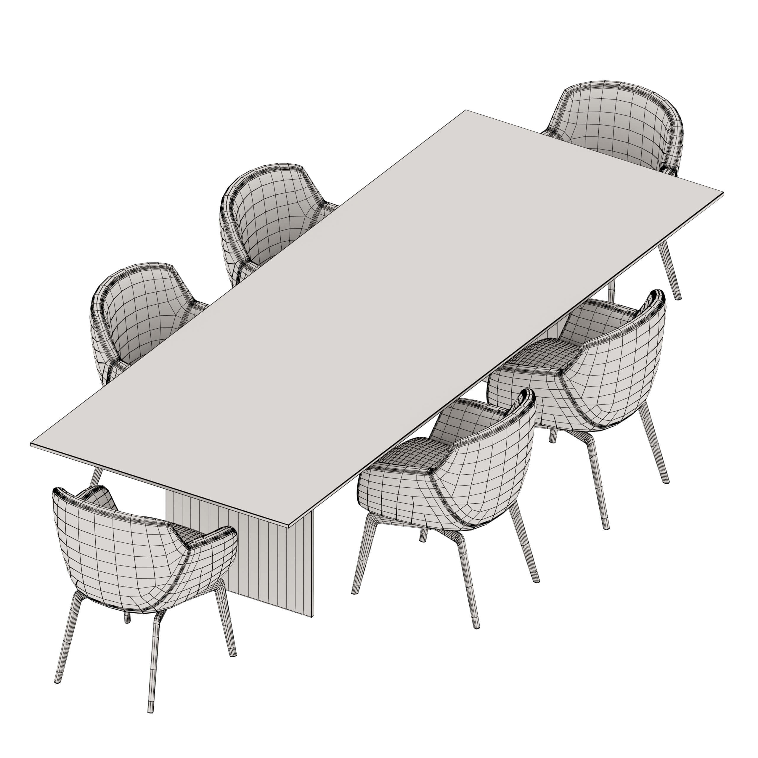 Minotti Belt Dining Set - 3D Model by Katmit