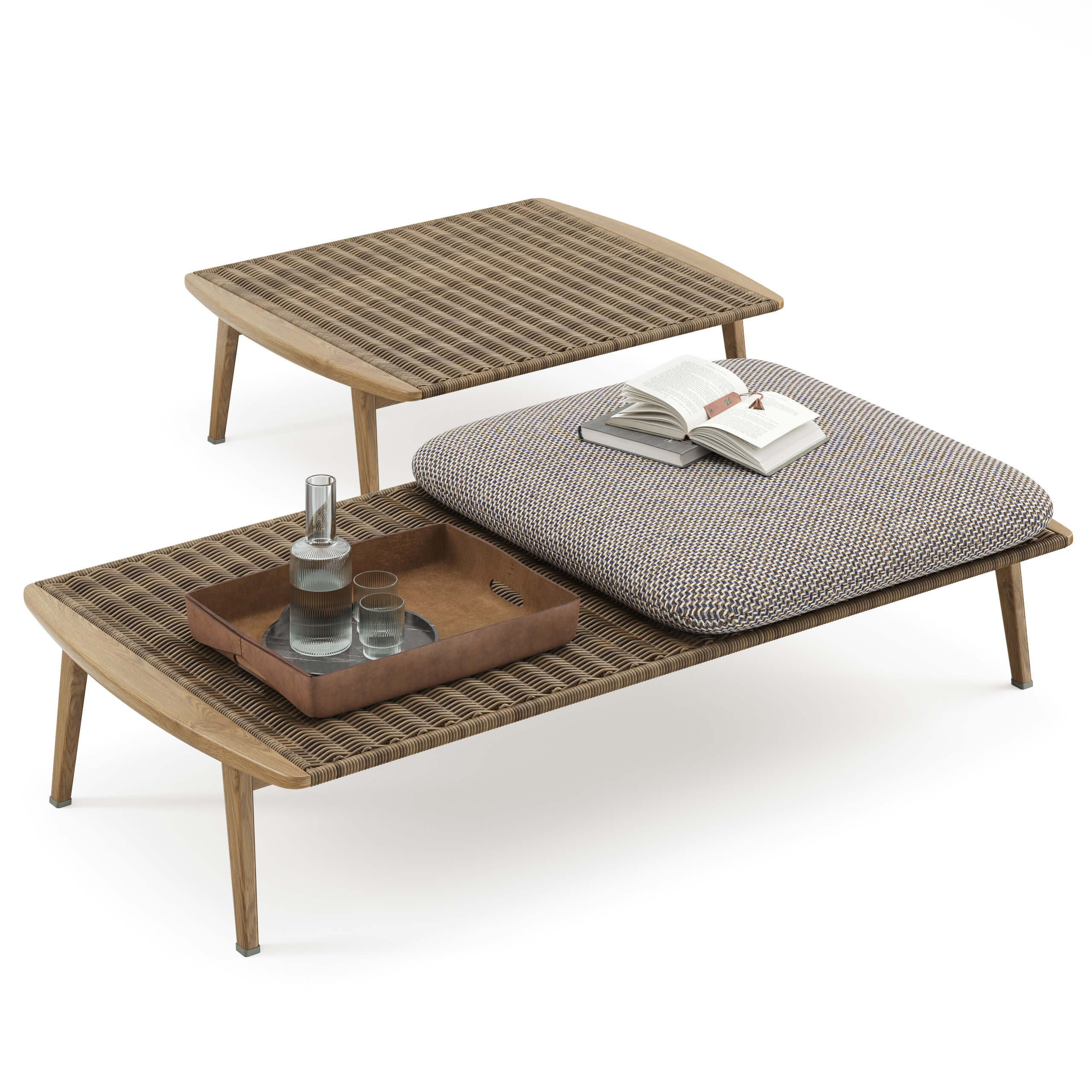Minotti Fynn Outdoor Wicker Bench - 3D Model by Katmit
