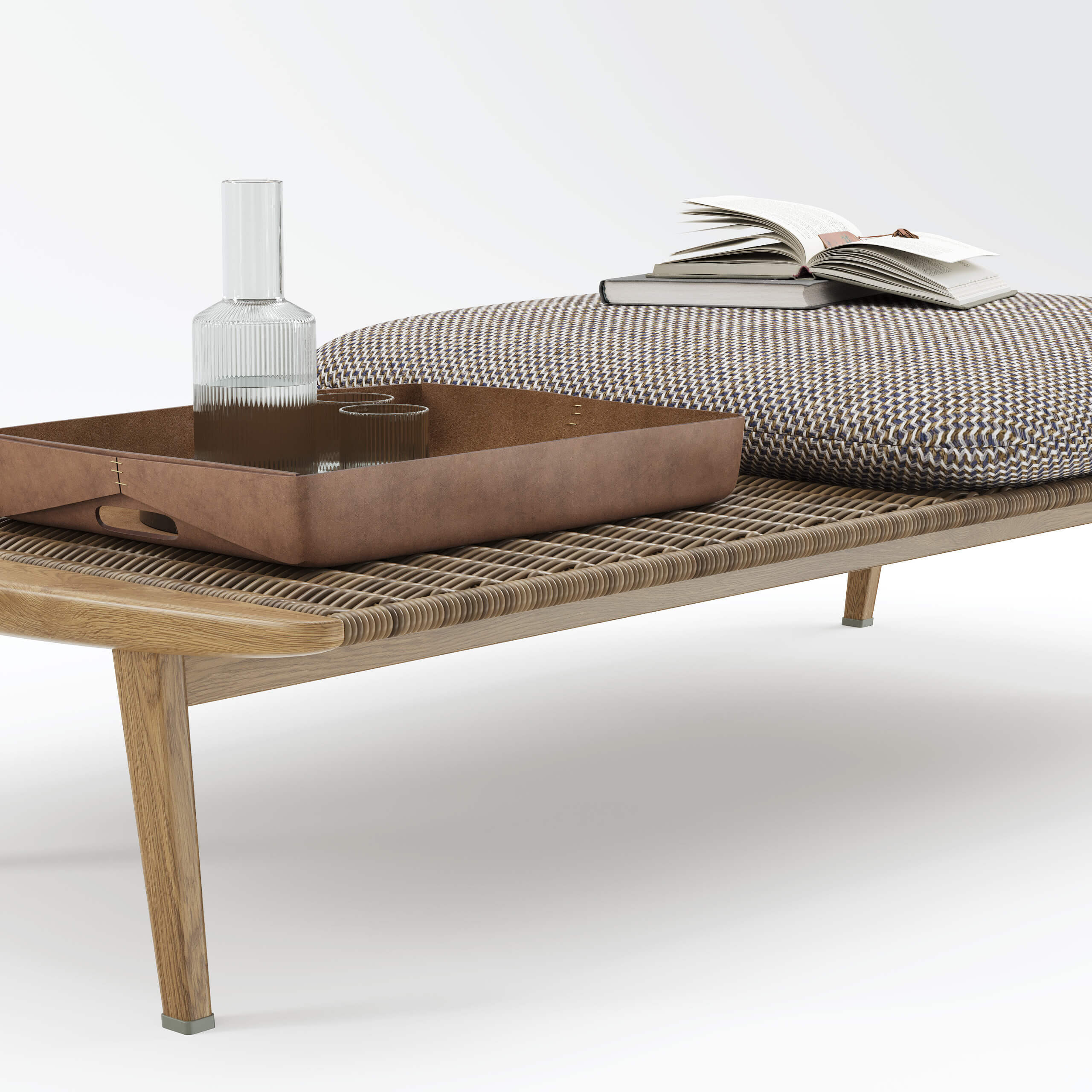 Minotti Fynn Outdoor Wicker Bench - 3D Model by Katmit
