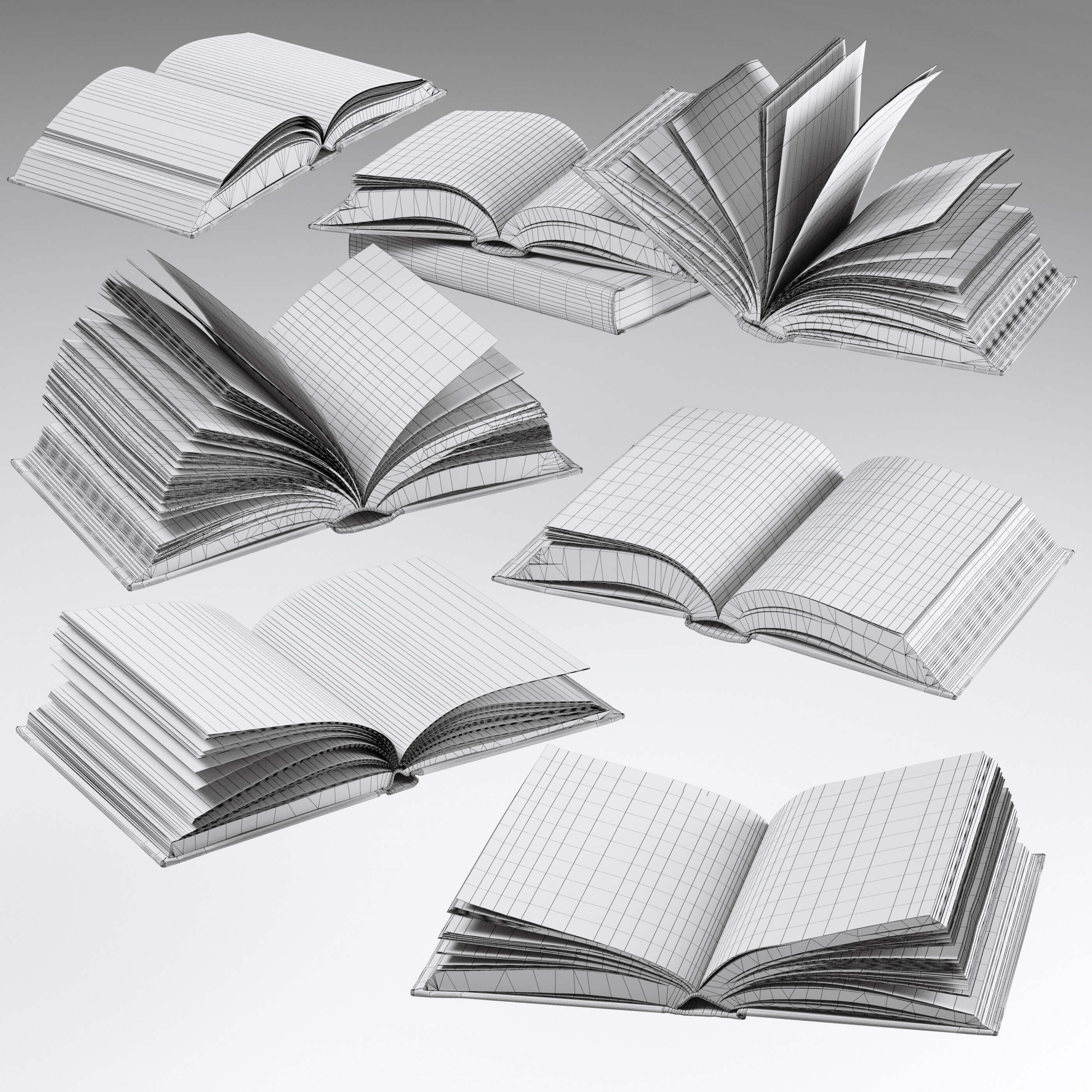 Opened Books Collection - 3D Model by Katmit