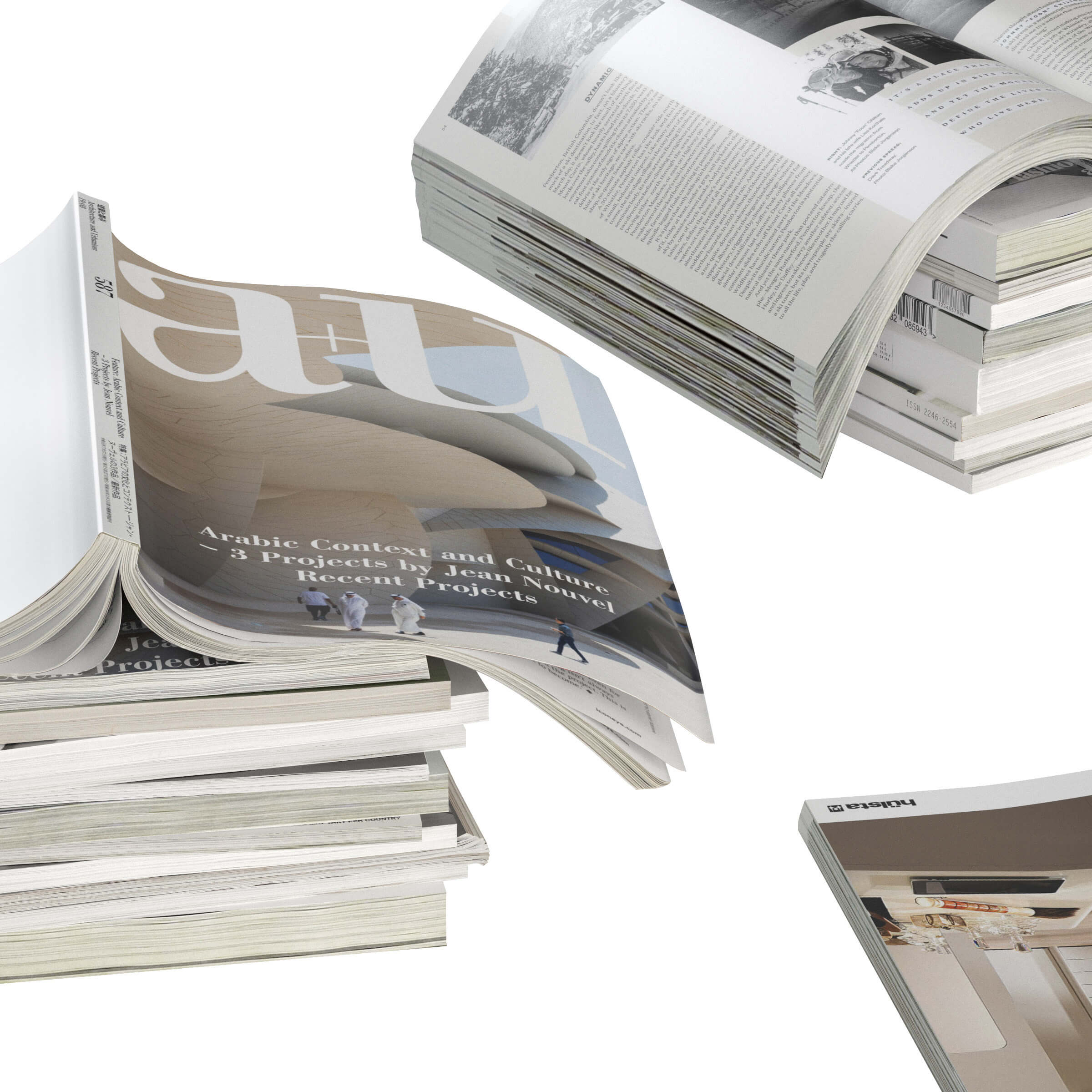 Opened Magazines Stack Set - 3D Model by Katmit