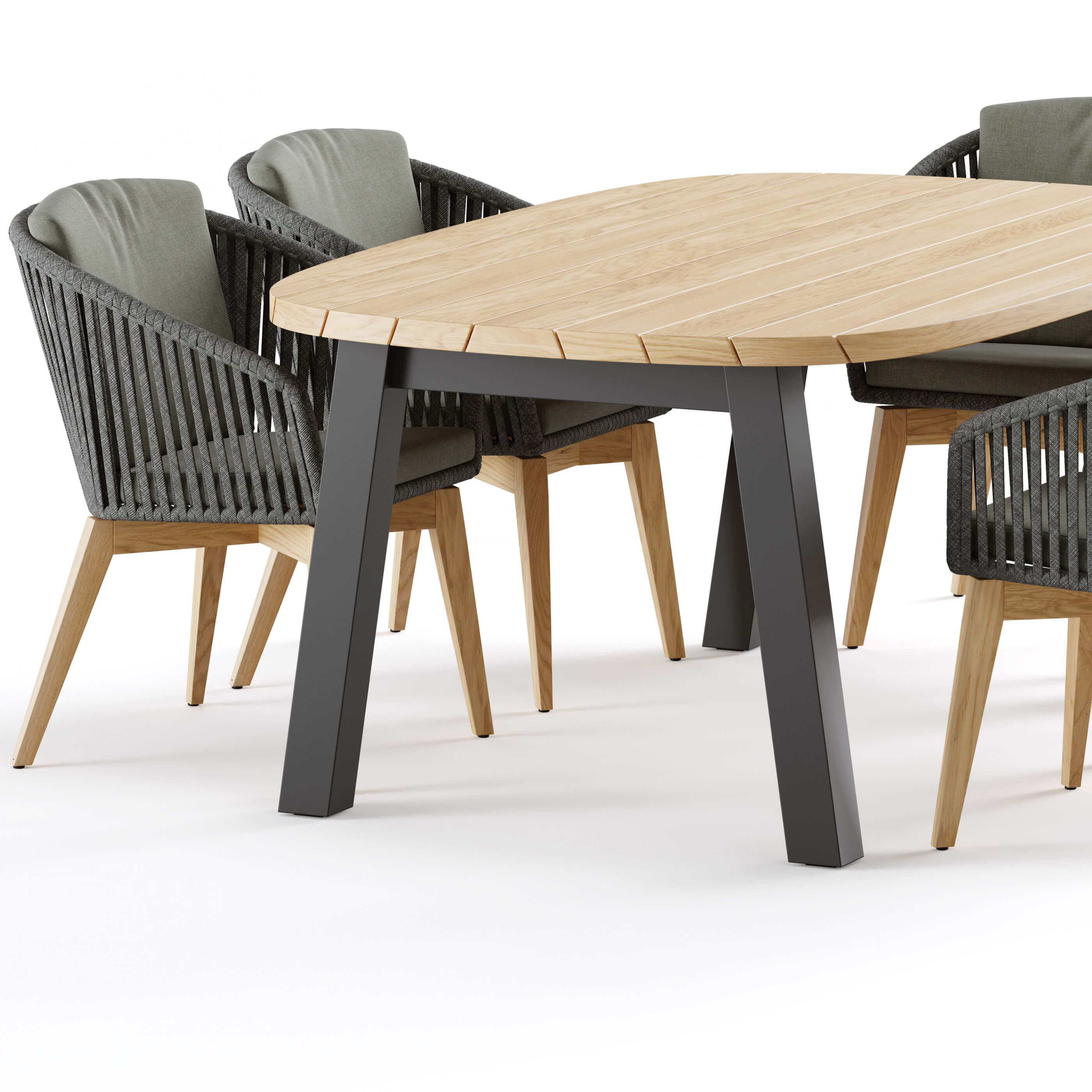 Outdoor Garden Woven Dining Set 2 by 4SO - 3D Model by Katmit