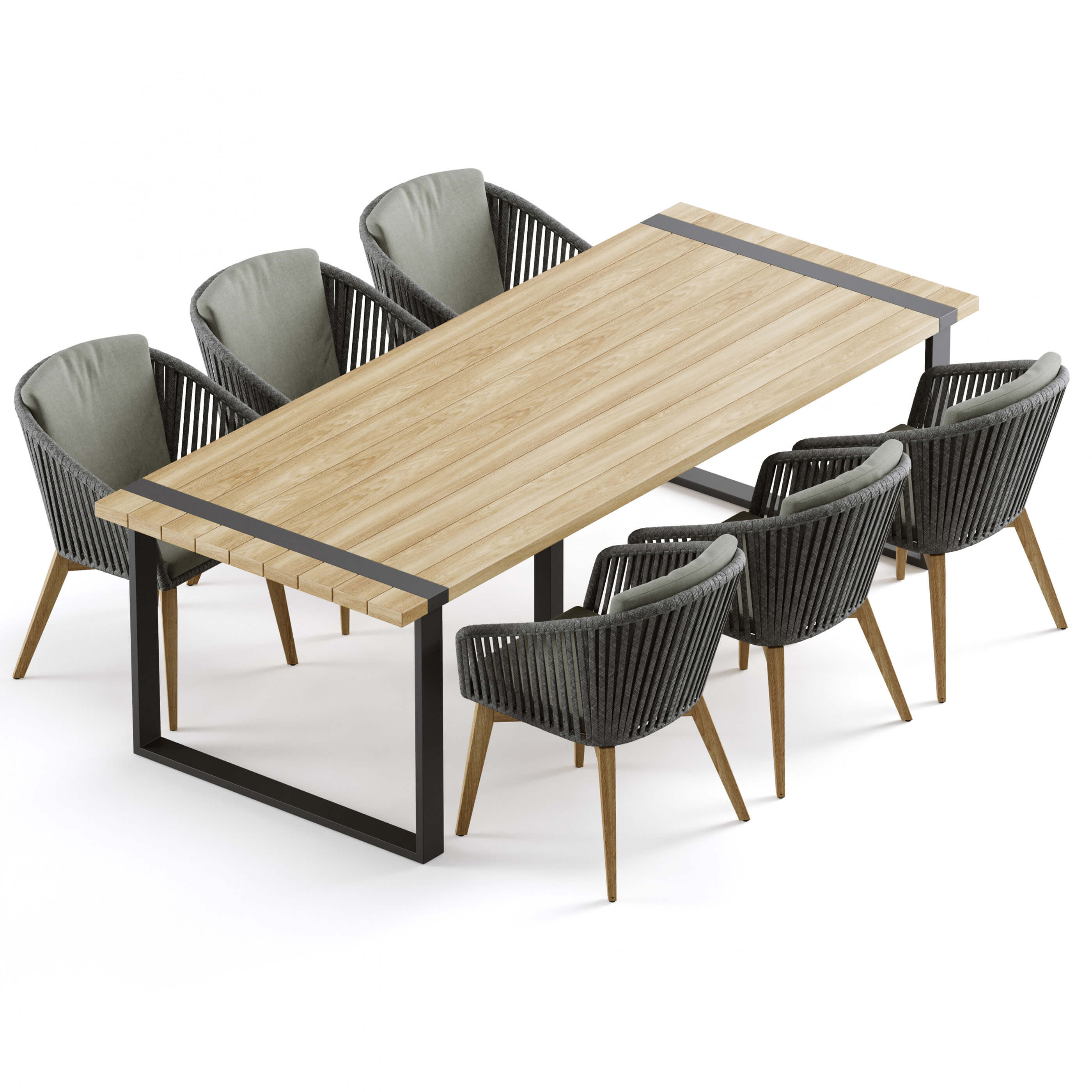 Outdoor Garden Woven Dining Set 1 by 4SO - 3D Model by Katmit