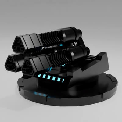 Turret Gun Low Poly With High Detailed Texture - 3D Model by Kavisubish