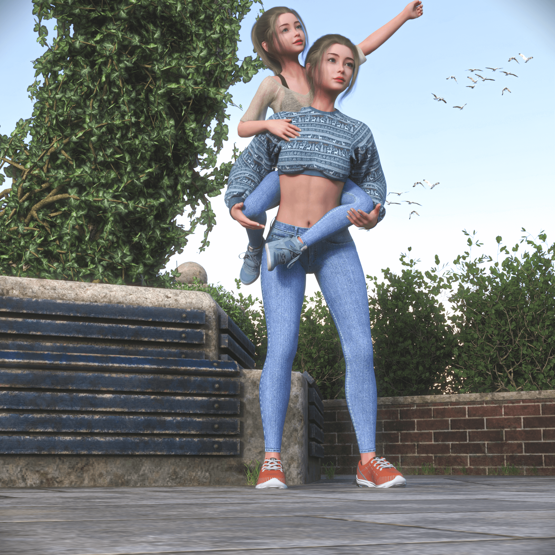 Joanne and Joanne young having fun 3D Render | RenderHub Gallery
