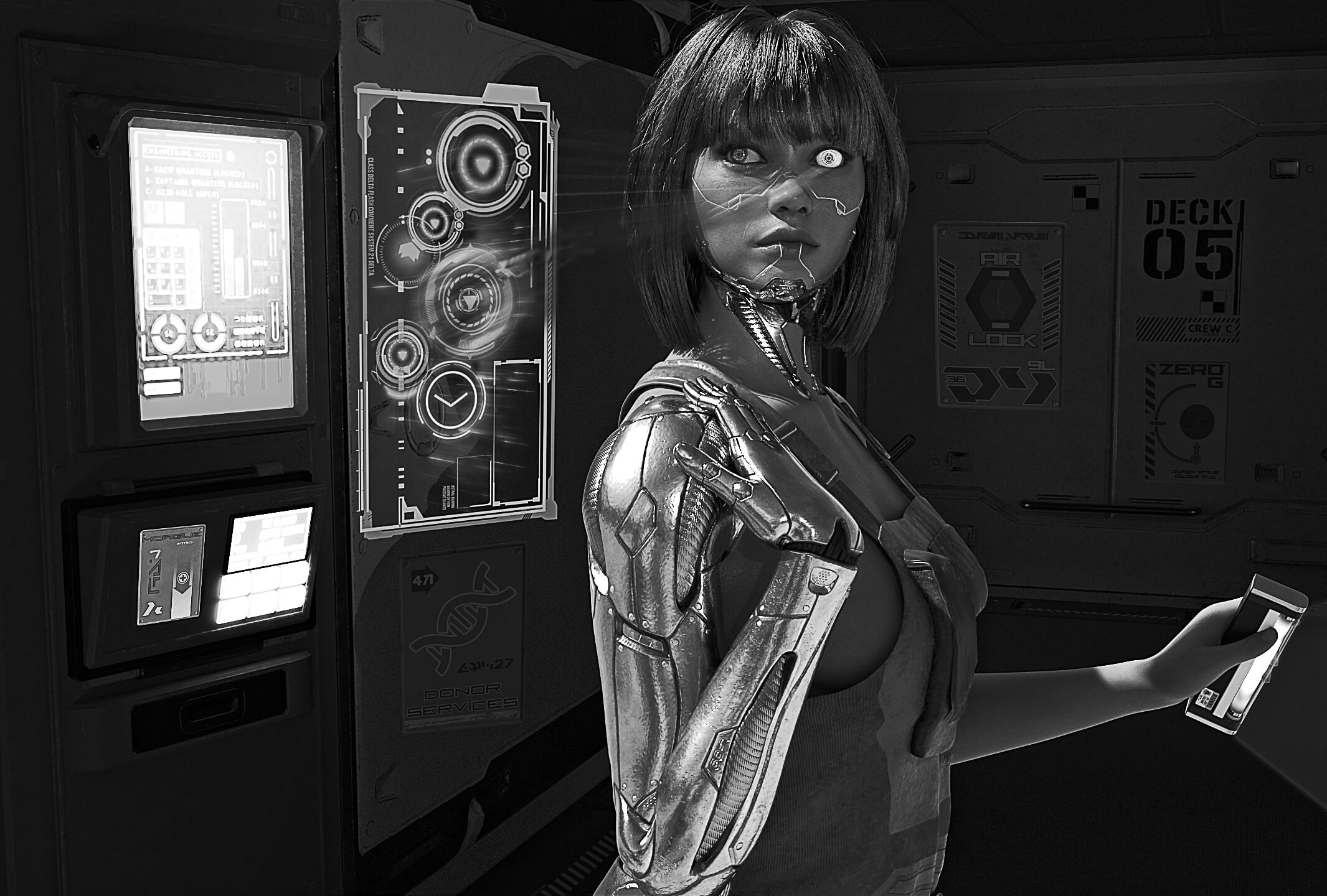 Cyborg Detective 3D Render, Digital Art by keener