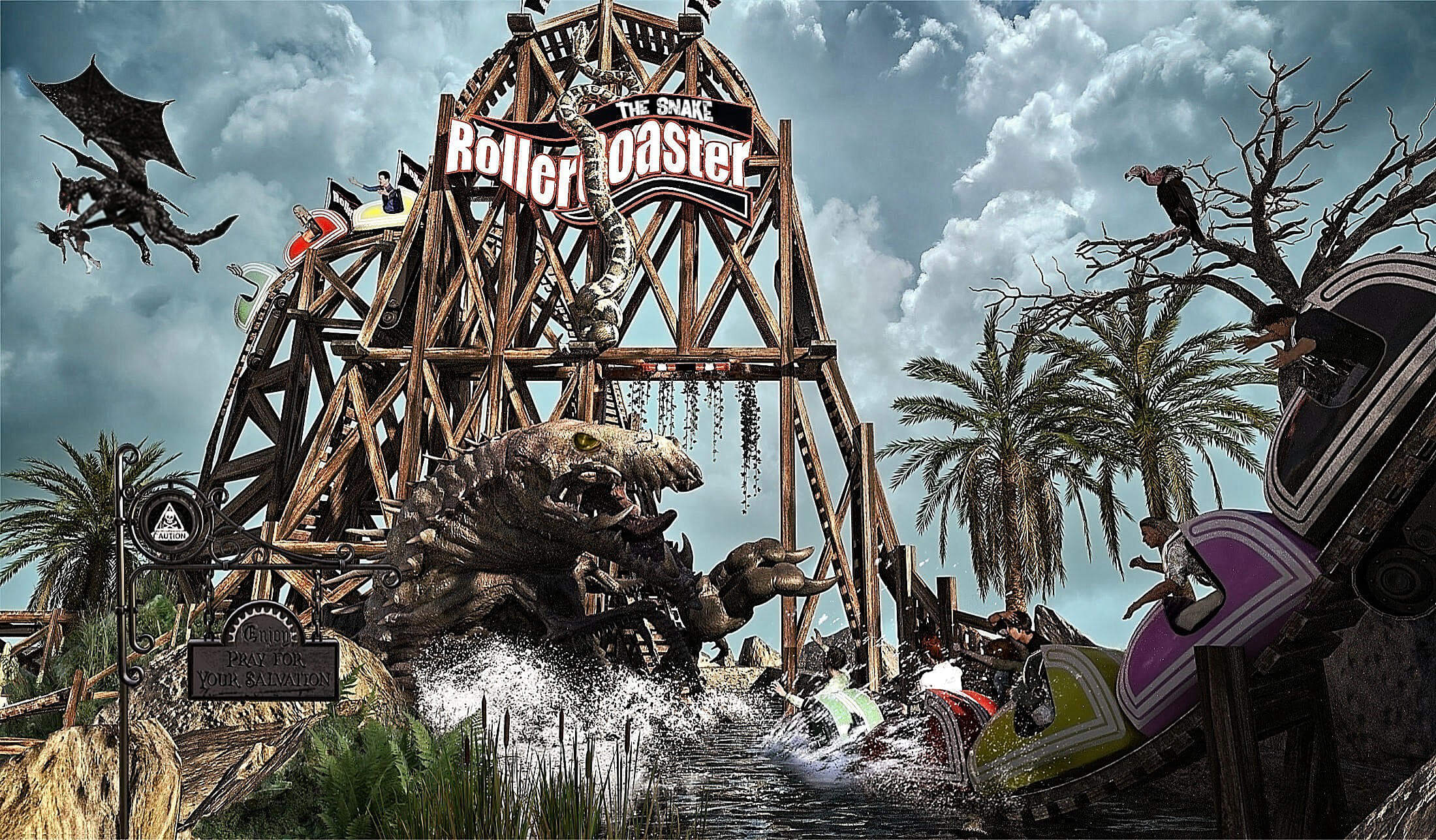 The Snake Most Terrifying Roller Coaster Ever 3D Render by keener