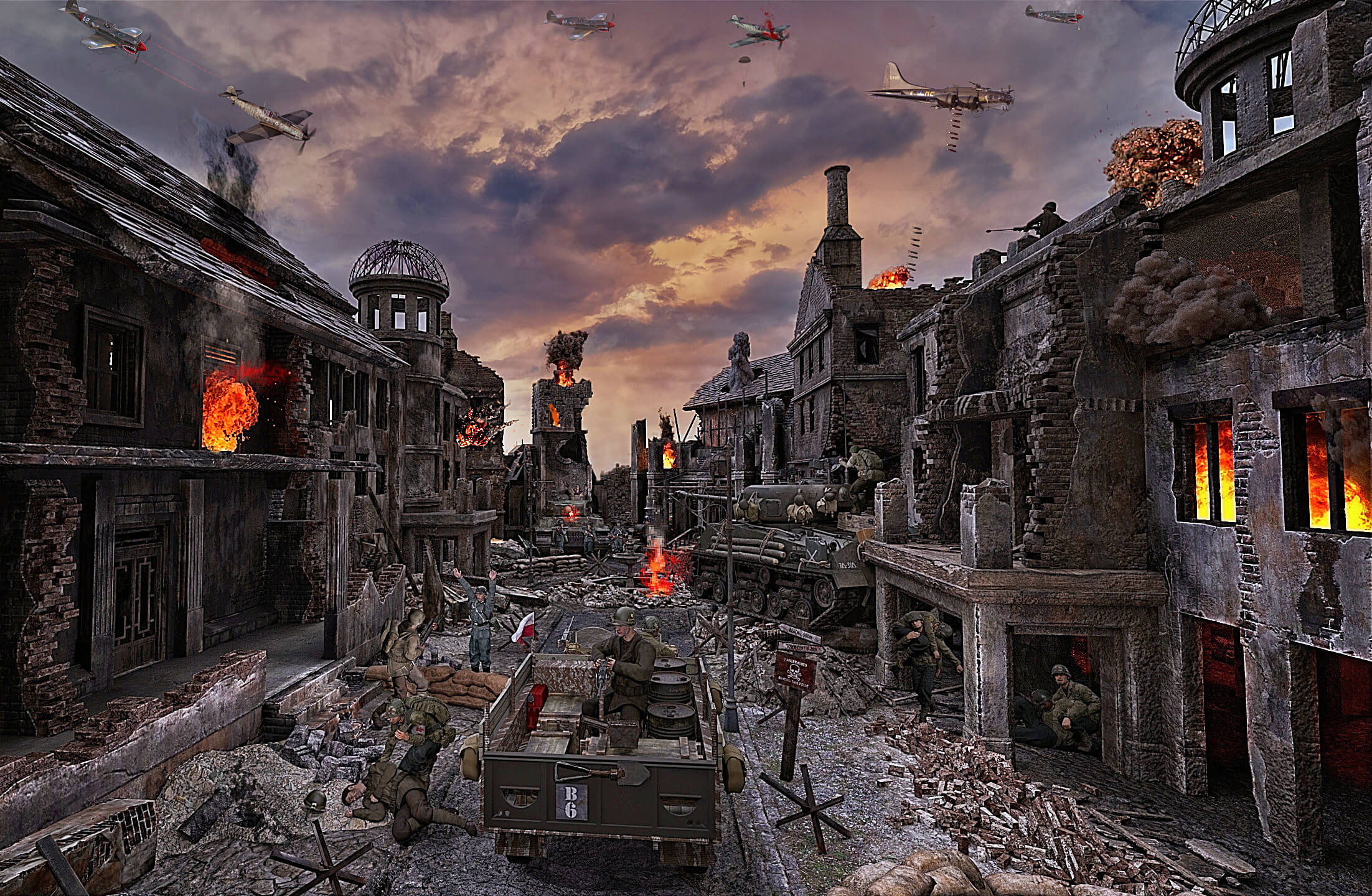 War on the Streets and in the Air Continues 3D Render by keener