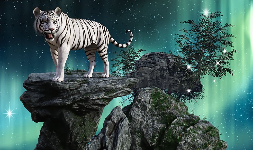 White Tiger 3D Render, Digital Art by keener