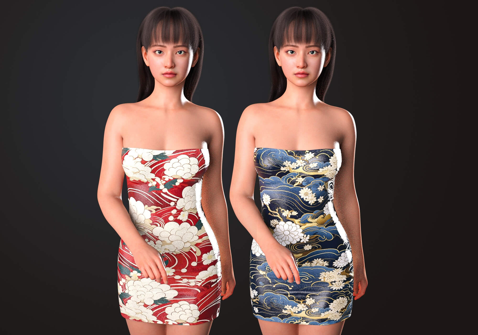 Japanese Yuzen for K3D Katiga Dress G9 - Daz Content by Kelambi3D
