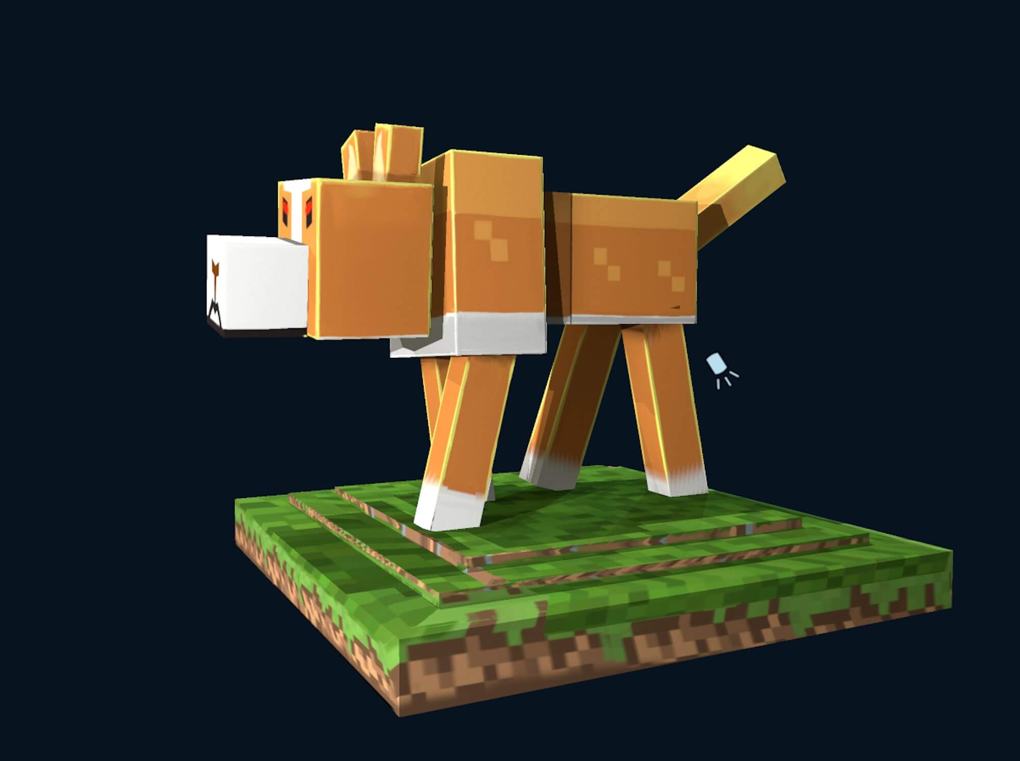Minecraft Dog Hand-Painted Character 3D Model by KellyJohnson3DArt
