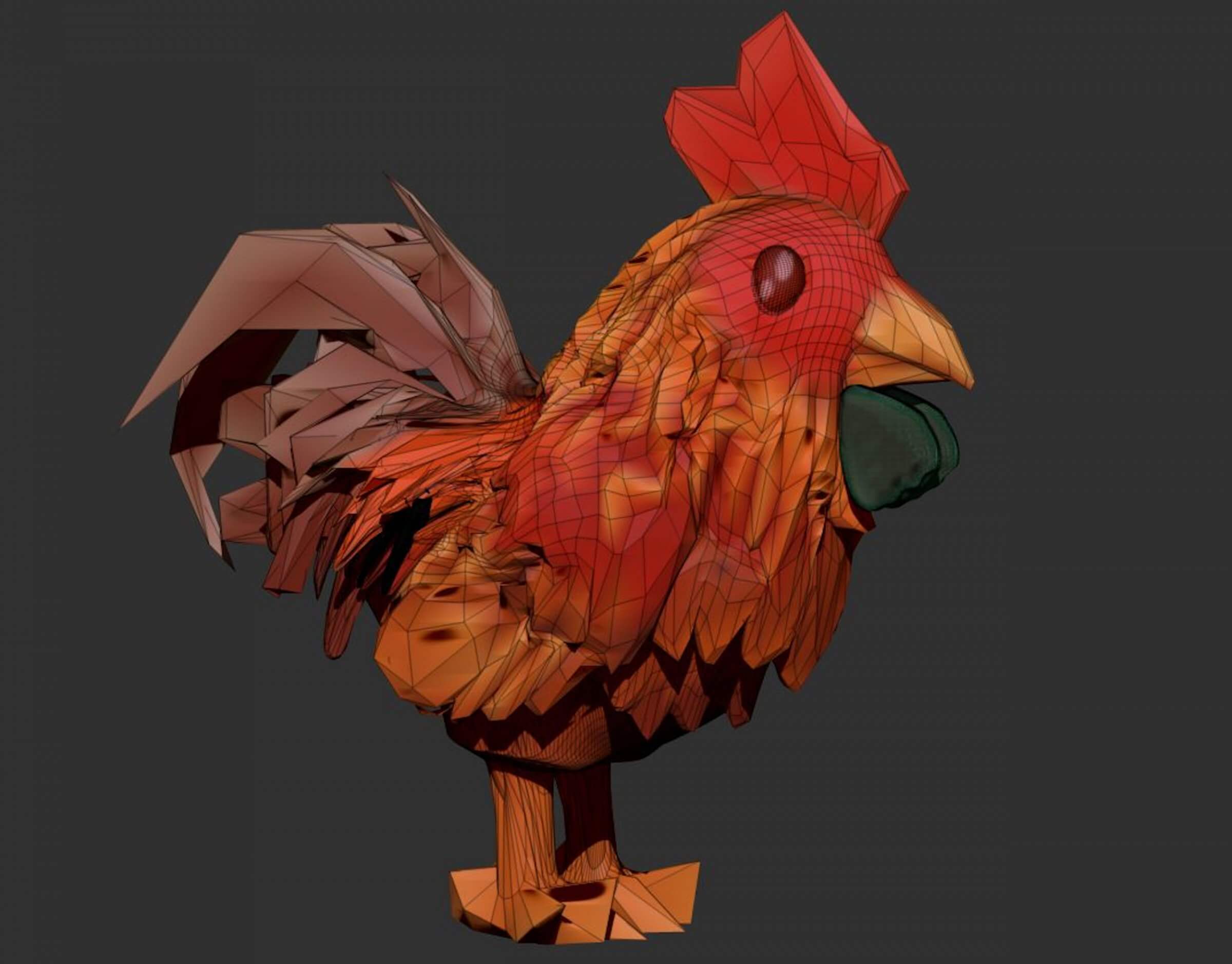 Rooster - 3D Model by KellyJohnson3DArt